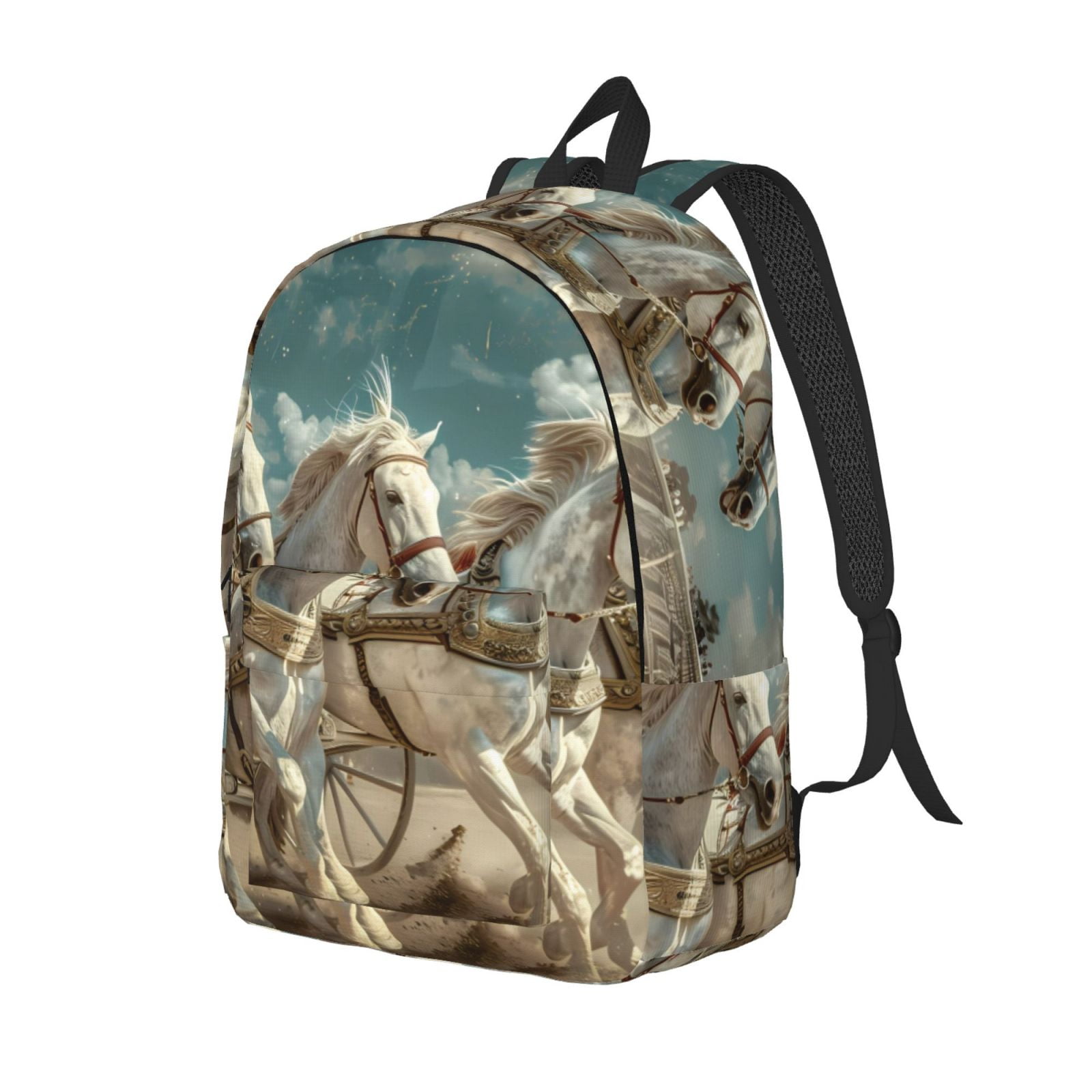 JUNZAN Roman Chariot Horse Race Pattern Travel Laptop Backpack for Men ...