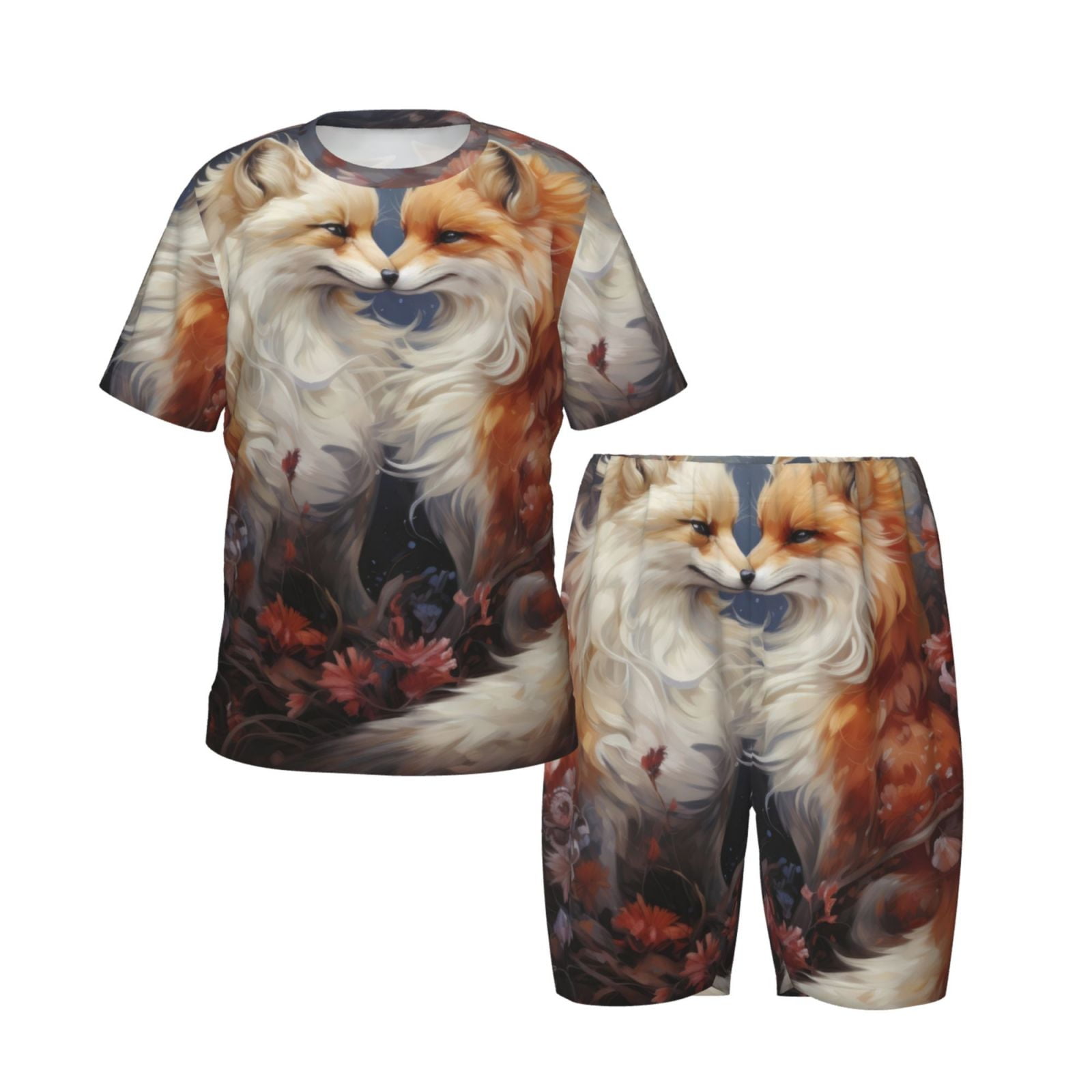 JUNZAN Romantic Flower Fox Couple for Boys Girls Pajama Sets Toddler ...