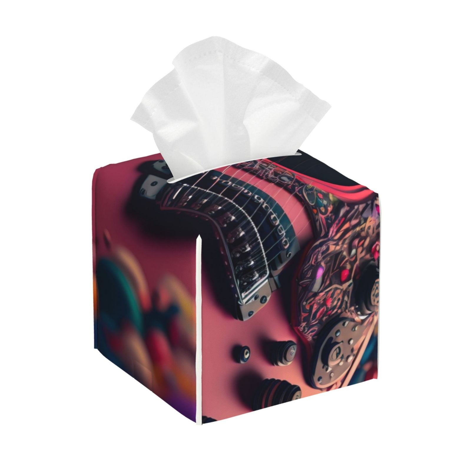 JUNZAN Romantic Heart Guitar for Tissue Box Cover Holder, Square Facial ...