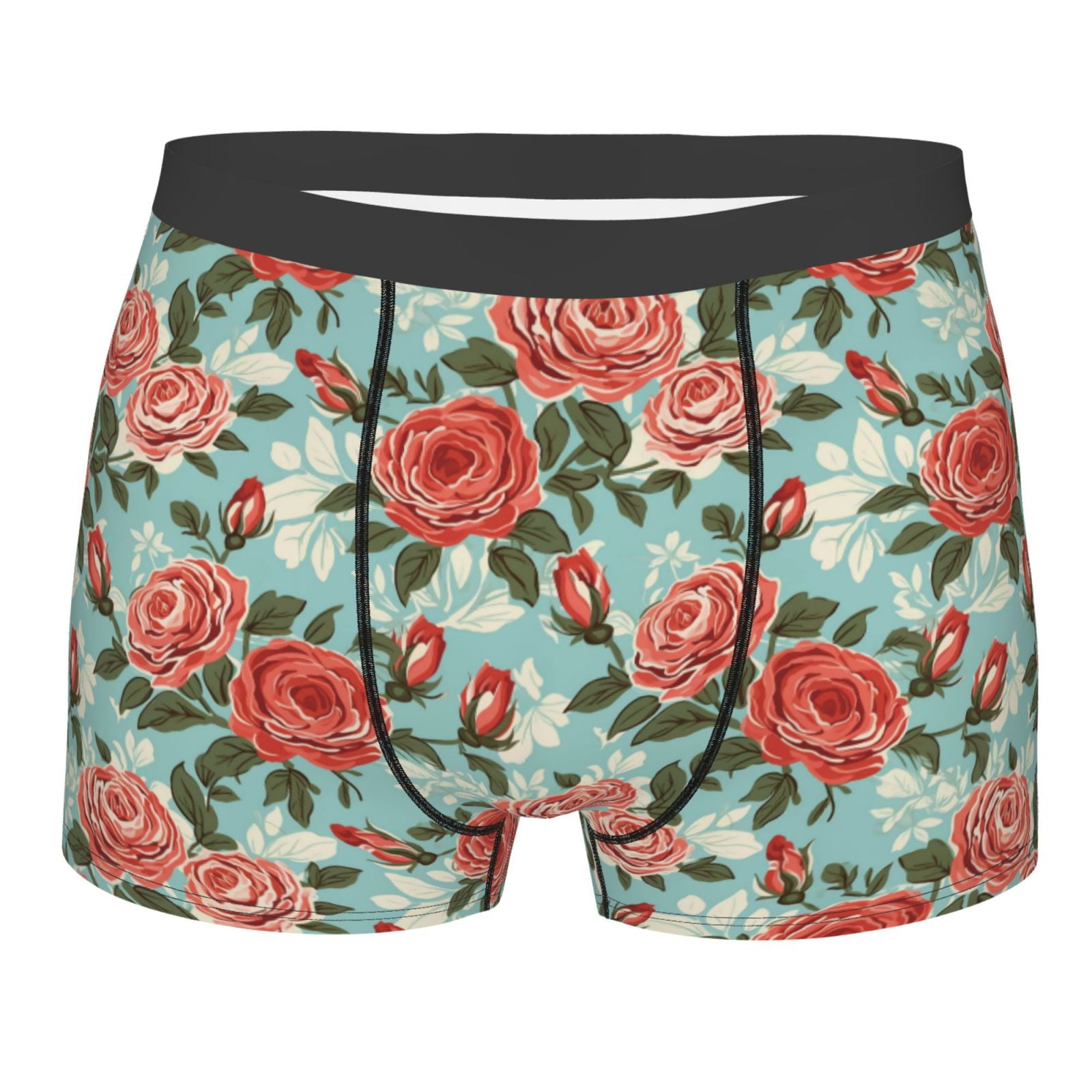 JUNZAN Rose Flowers Mens Underwear Boxer Briefs for Men’s - Large ...