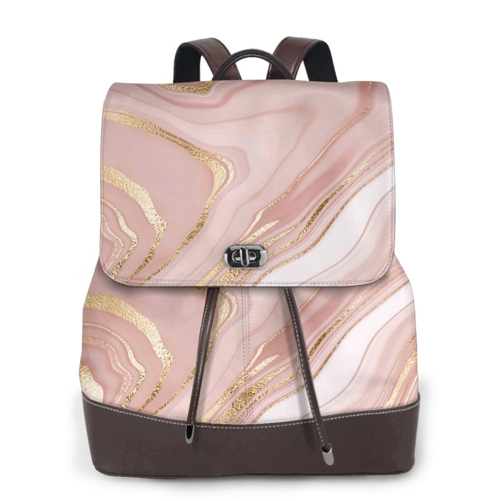 JUNZAN Rose Gold Glitter Splatter for PU Leather Backpack,Laptop ...