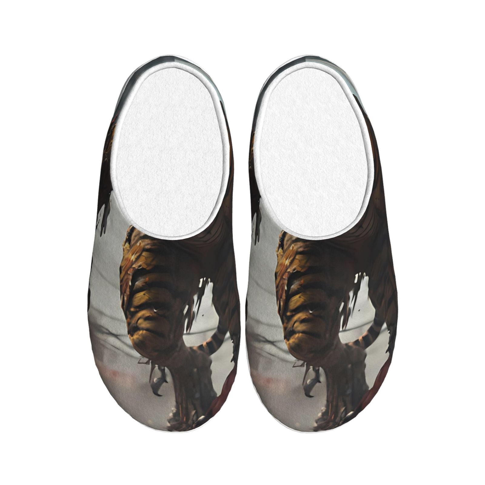 JUNZAN Ruins Tiger Warrior Print Cozy Slippers for Men& Women,Fuzzy ...