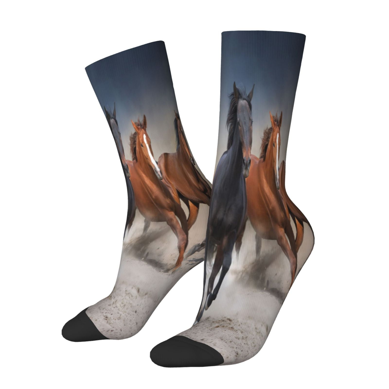 JUNZAN Running Horses Mens Funny Socks for Men Women Colorful Fun ...