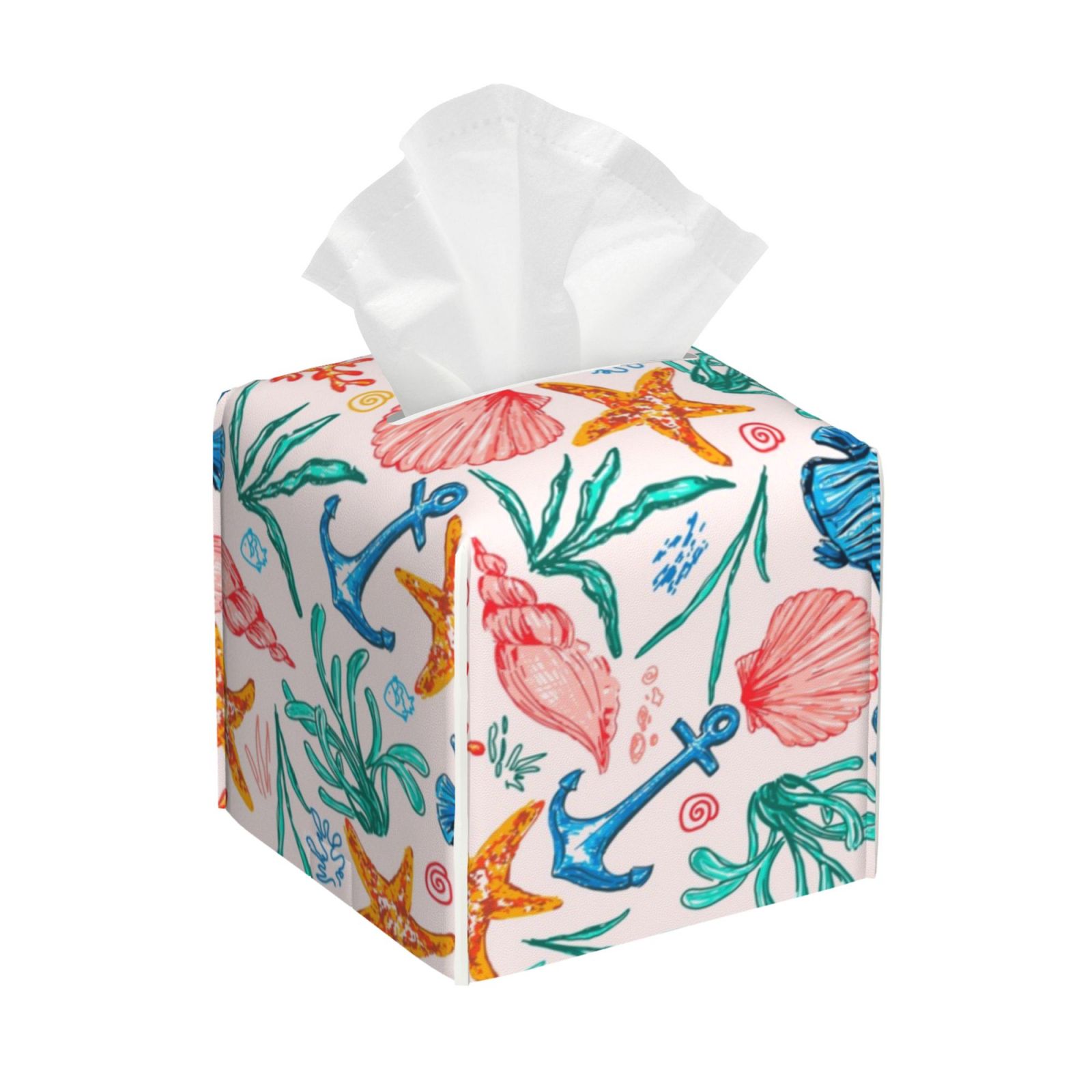 JUNZAN Sea Creatures for Tissue Box Cover Holder, Square Facial Tissue ...