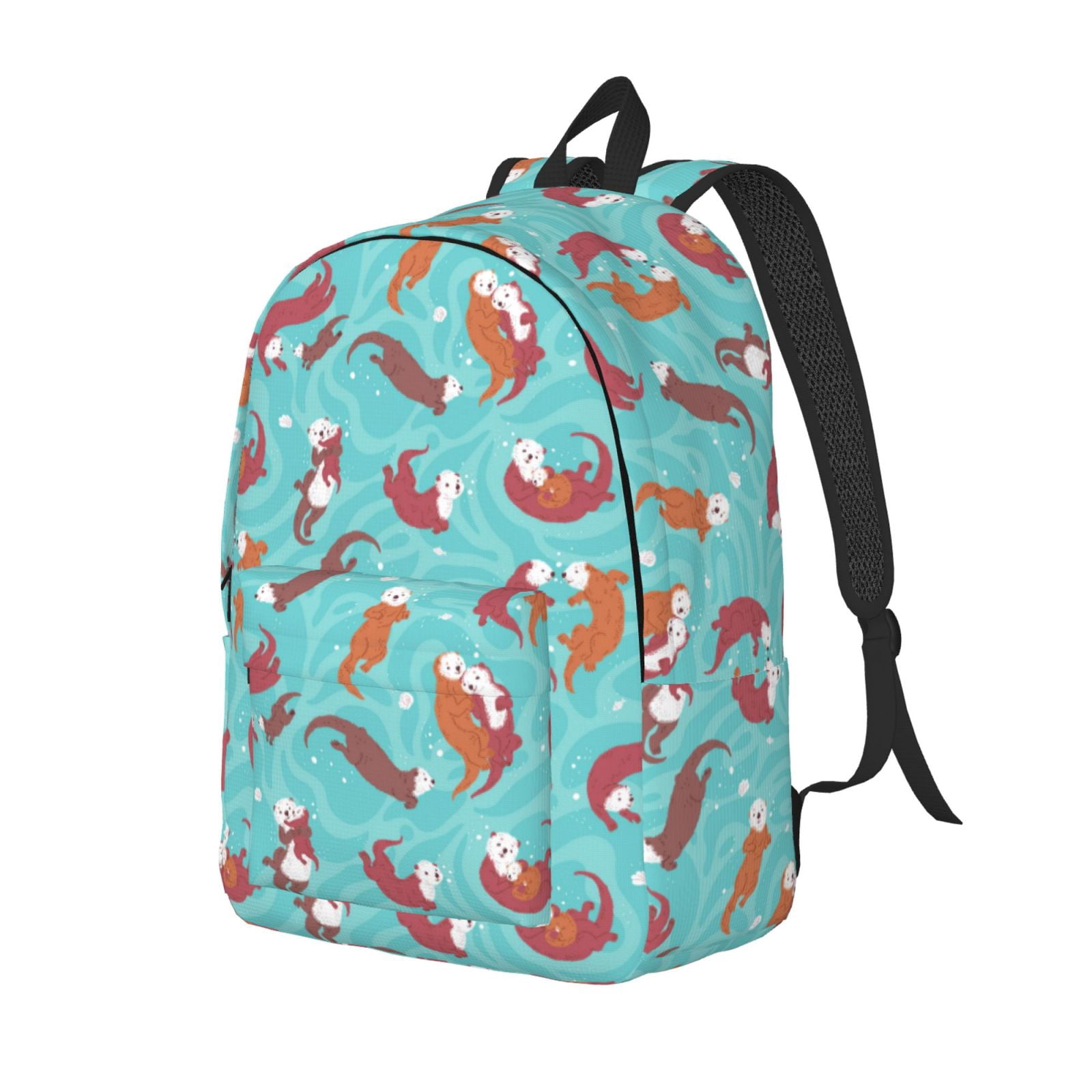 JUNZAN Sea Otters Family In Blue Water Pattern Travel Laptop Backpack ...