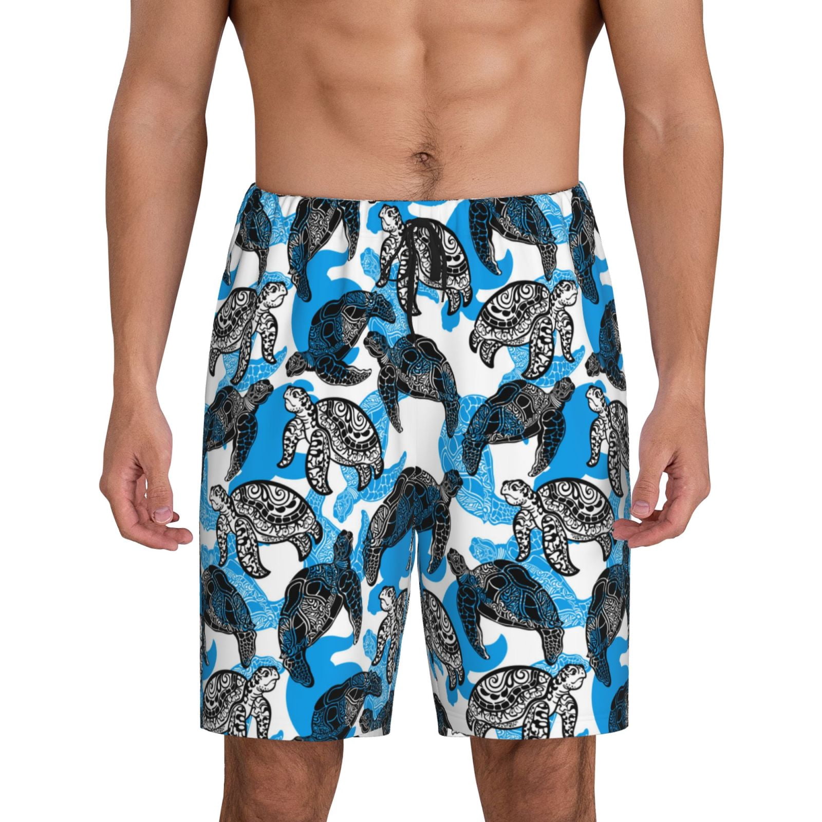 JUNZAN Sea Turtle Life Pattern Sleep Pajama Shorts for Men,Men's Pajama ...