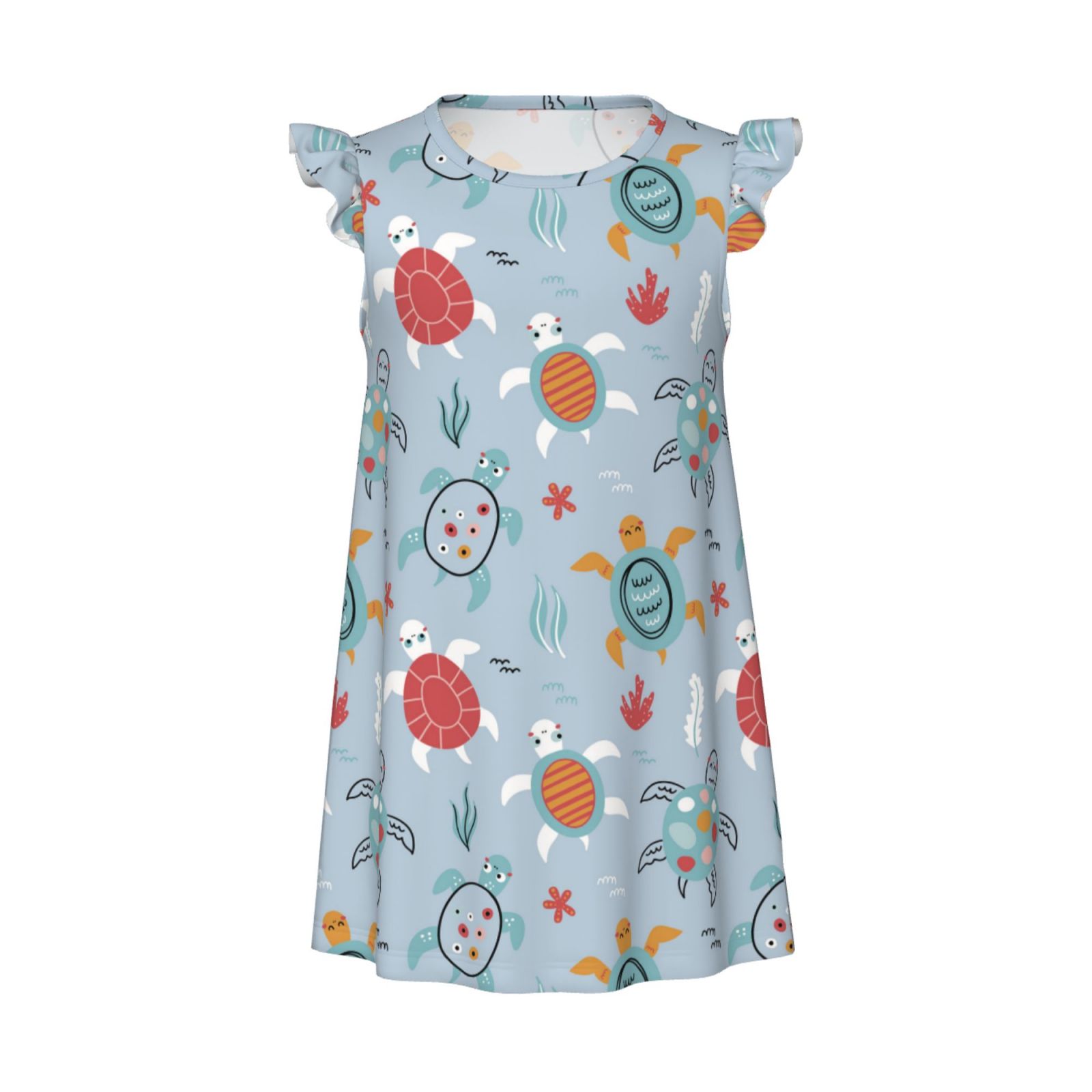 JUNZAN Sea Turtle Print Girls Nightgown Pajamas - Soft Toddler ...