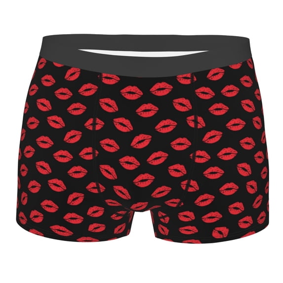 JUNZAN Sexy Red Lips Kiss Mens Underwear Boxer Briefs for Men’s-Large ...