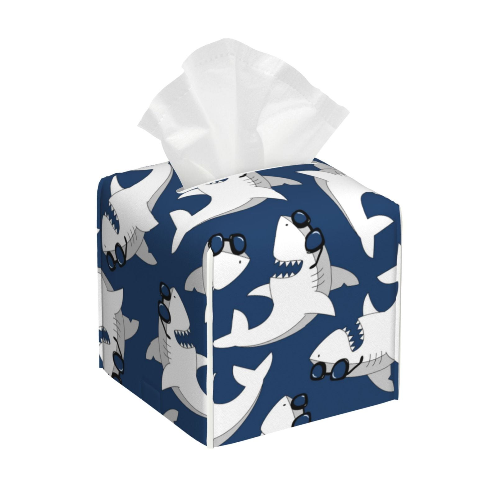 JUNZAN Shark for Tissue Box Cover Holder, Square Facial Tissue Case ...