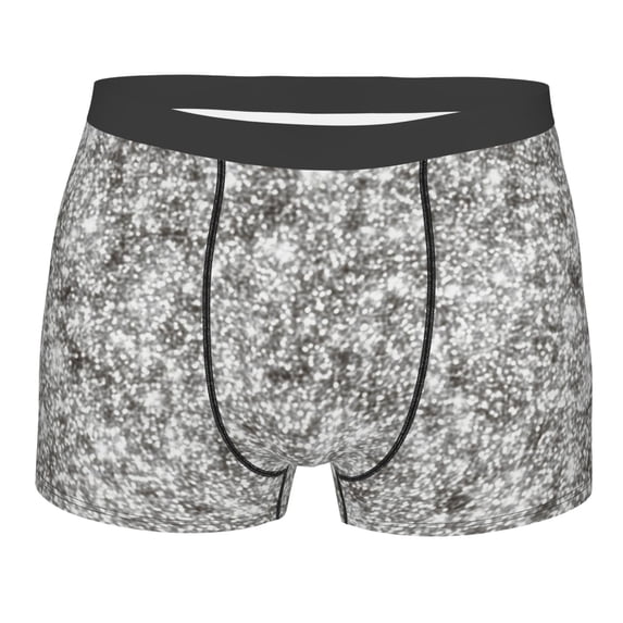 JUNZAN Silver Glitter Mens Underwear Boxer Briefs for Men’s - Medium ...