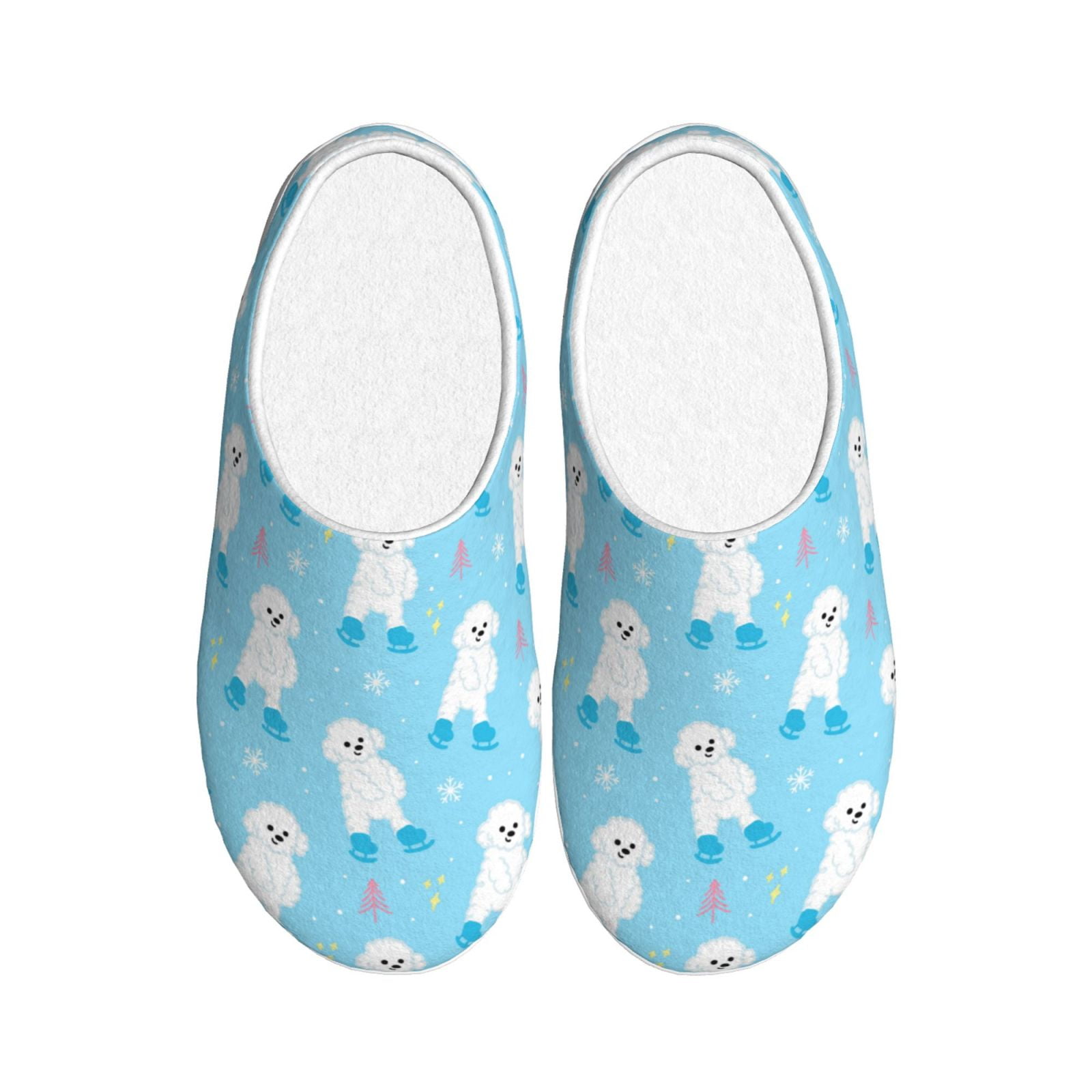JUNZAN Skating Poodle Fun Print Cozy Slippers for Men& Women,Fuzzy Slip ...