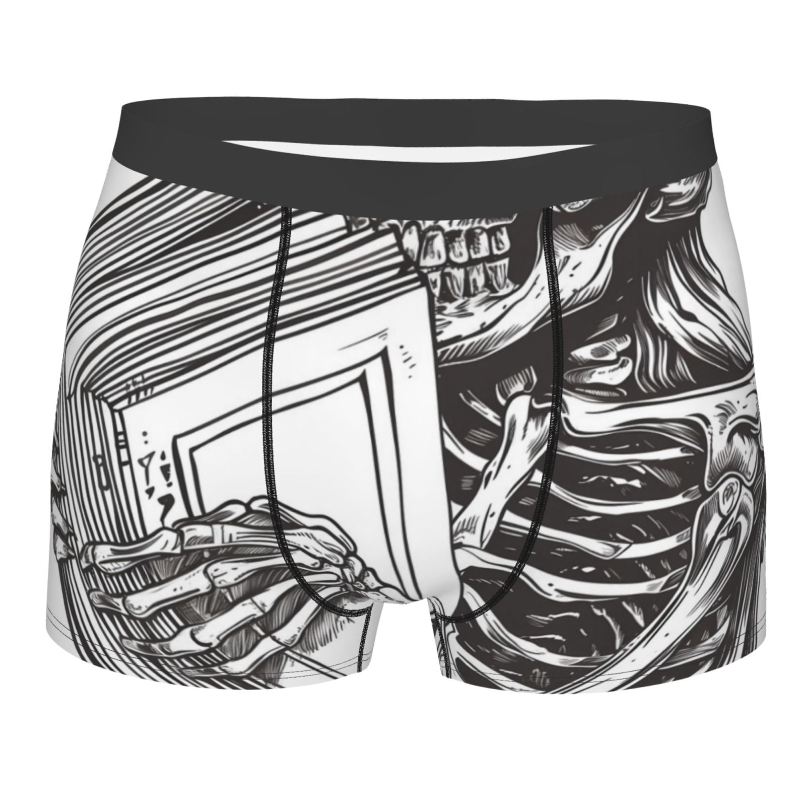 JUNZAN Skeleton Book Lover Mens Underwear Boxer Briefs for Men’s-Medium ...