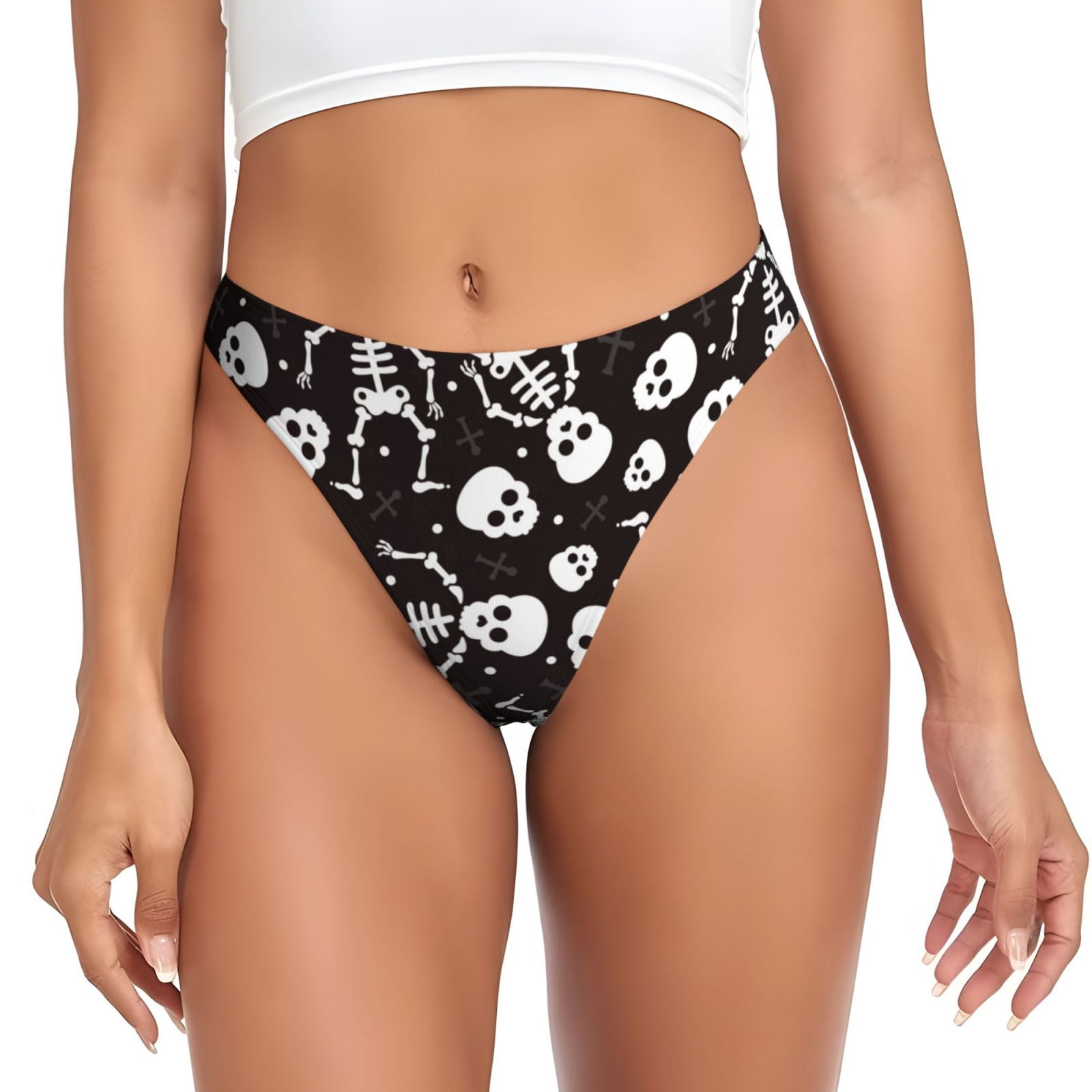 JUNZAN Skeleton Print Women's Sexy G-String,Underwear Thongs Seamless Panties Undies Low Rise ...