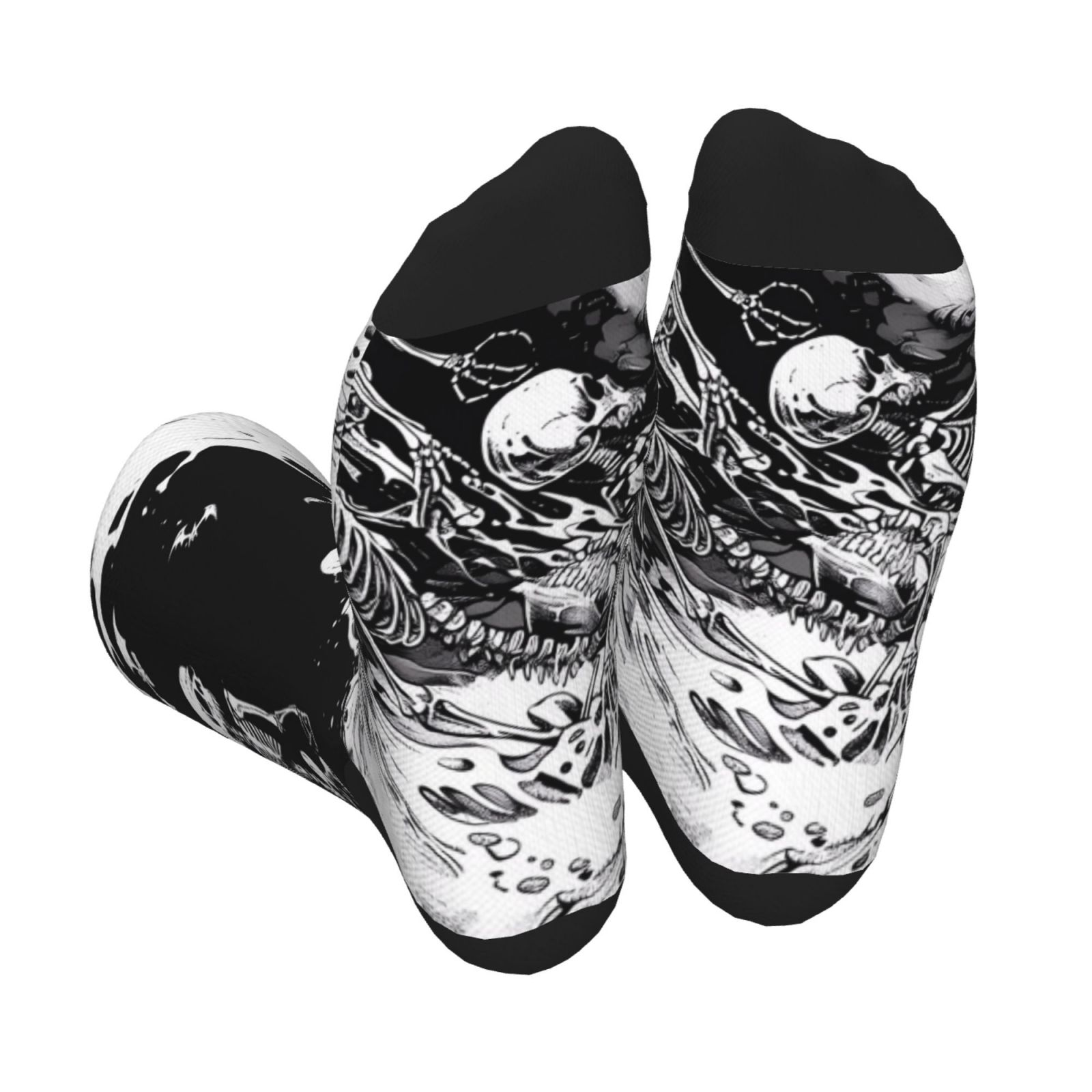 JUNZAN Skeleton Wave Artwork Design Fun Novelty Knee Warmer High Socks ...