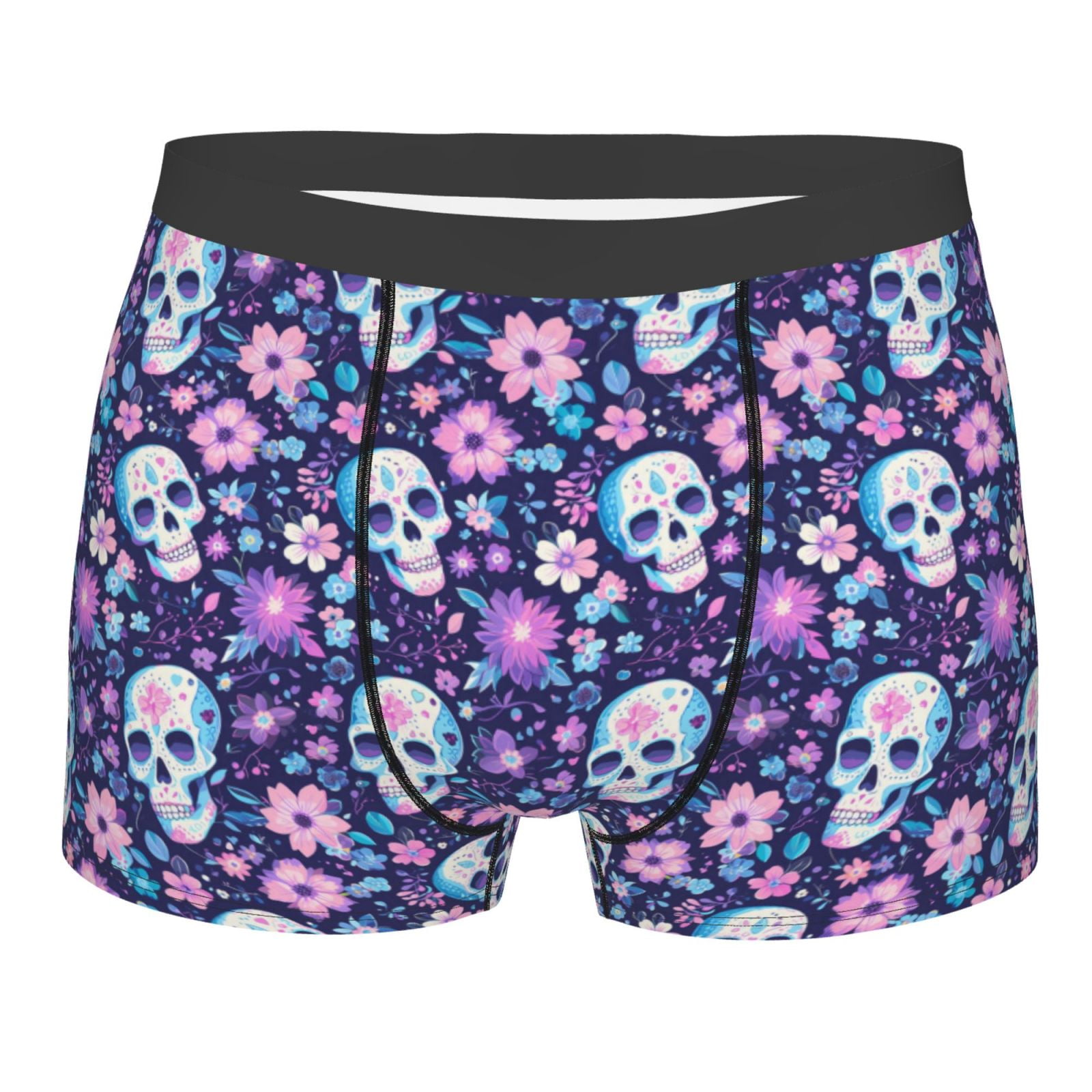 JUNZAN Skull Purple Flower Mens Underwear Boxer Briefs for Men’s ...