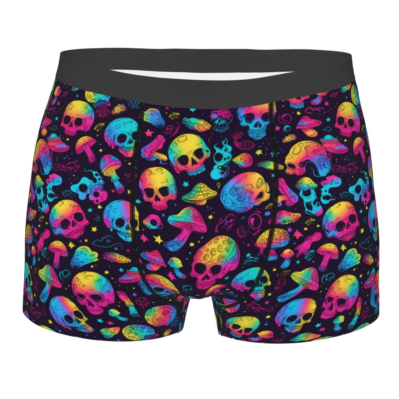 JUNZAN Skull rainbow color mushroom Mens Underwear Boxer Briefs for Men ...
