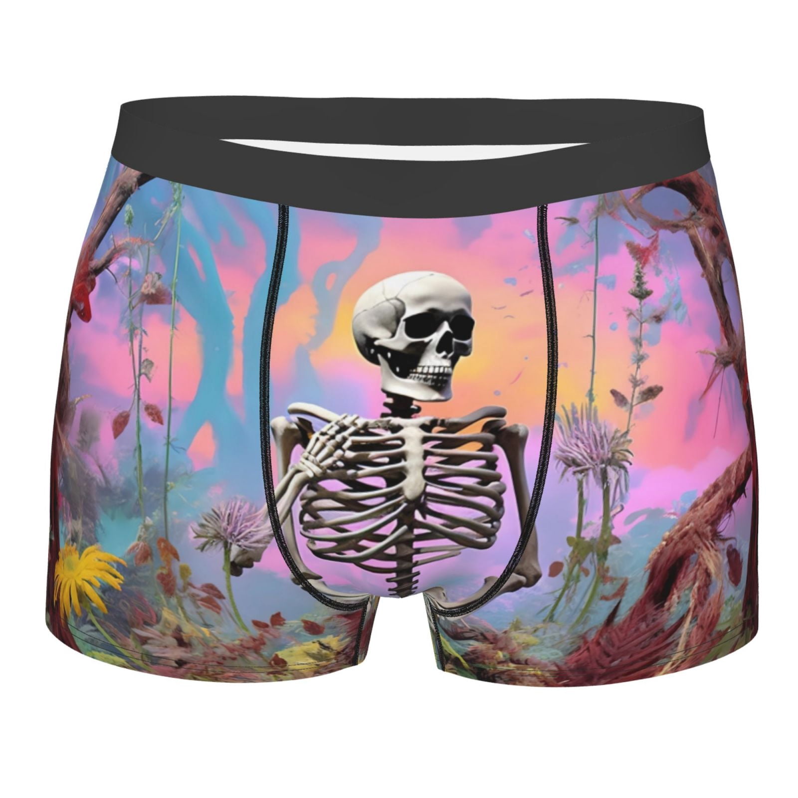 JUNZAN Sky Sunflower Skull Mens Underwear Boxer Briefs for Men’s ...