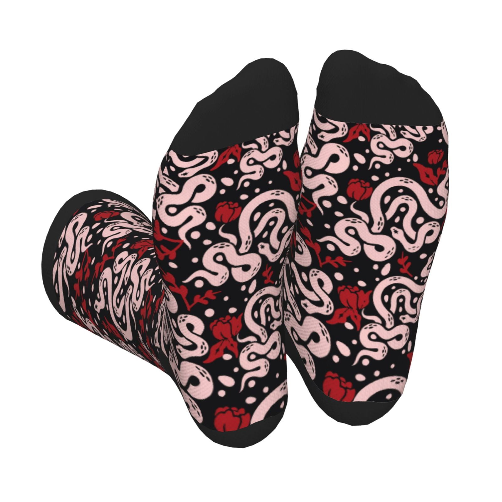 JUNZAN Snake And Rose Design Fun Novelty Knee Warmer High Socks ...