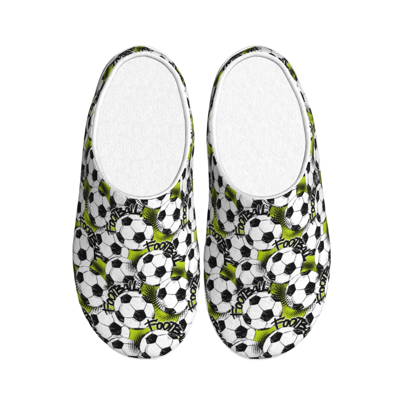 JUNZAN Soccer and Football Print Cozy Slippers for Men& Women,Fuzzy ...