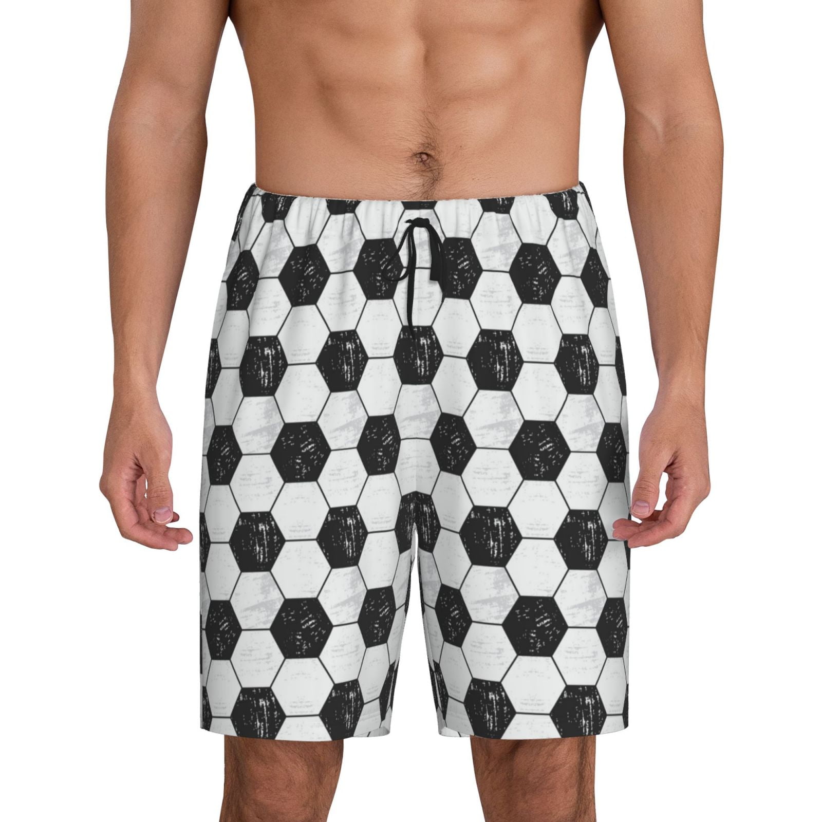 JUNZAN Soccer Pattern Sleep Pajama Shorts for Men,Men's Pajama Bottoms ...