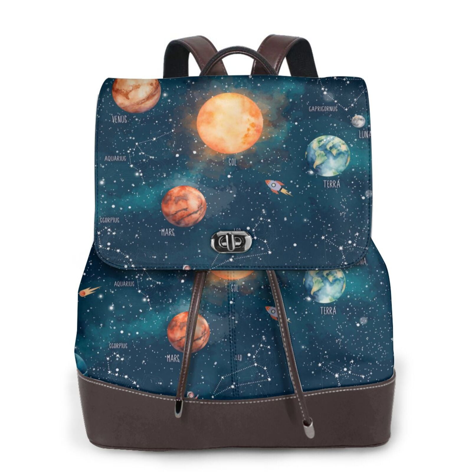 JUNZAN Solar System And Planets for PU Leather Backpack,Laptop Backpack ...