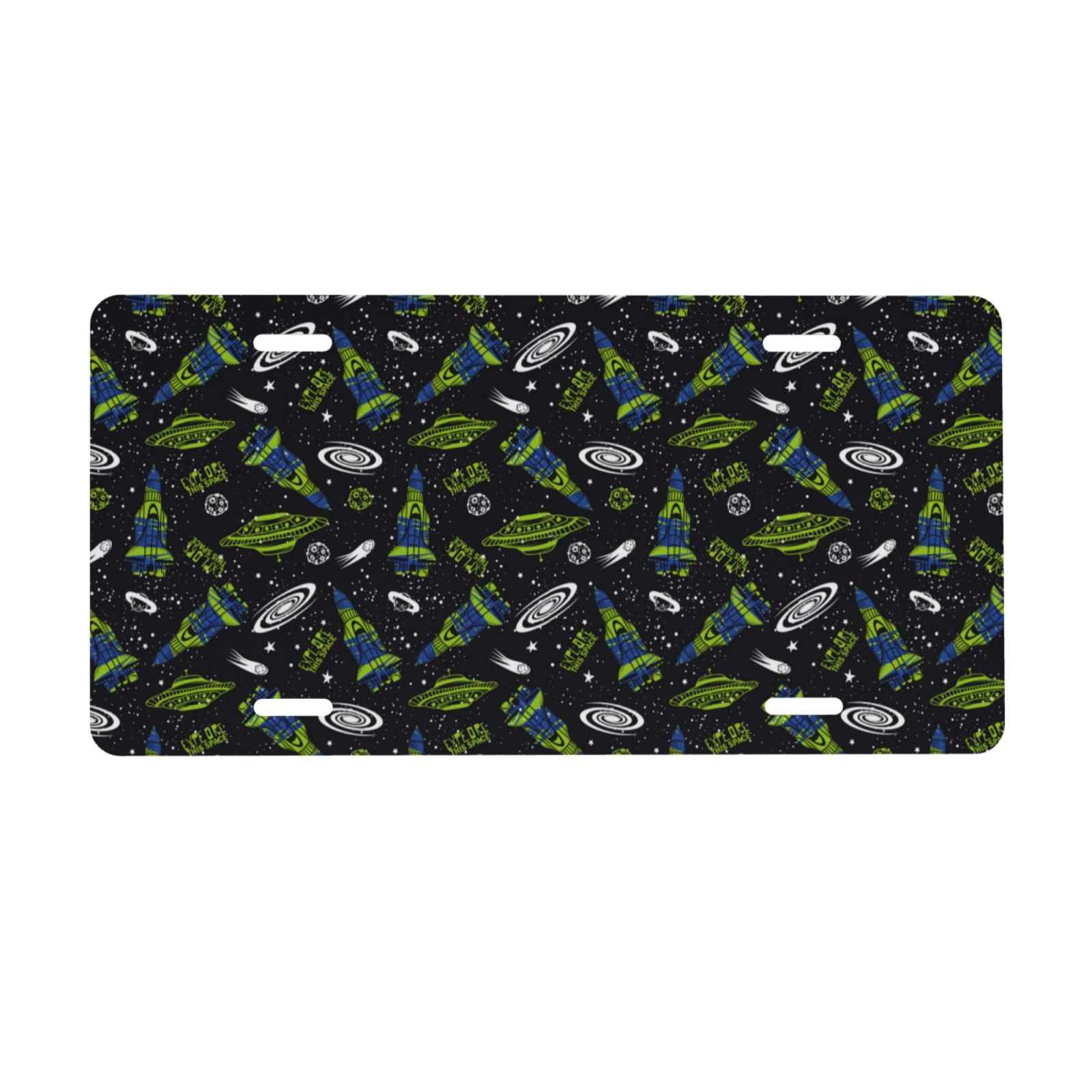 JUNZAN Space Rockets Front License Plate Covers Decorative Car Metal ...