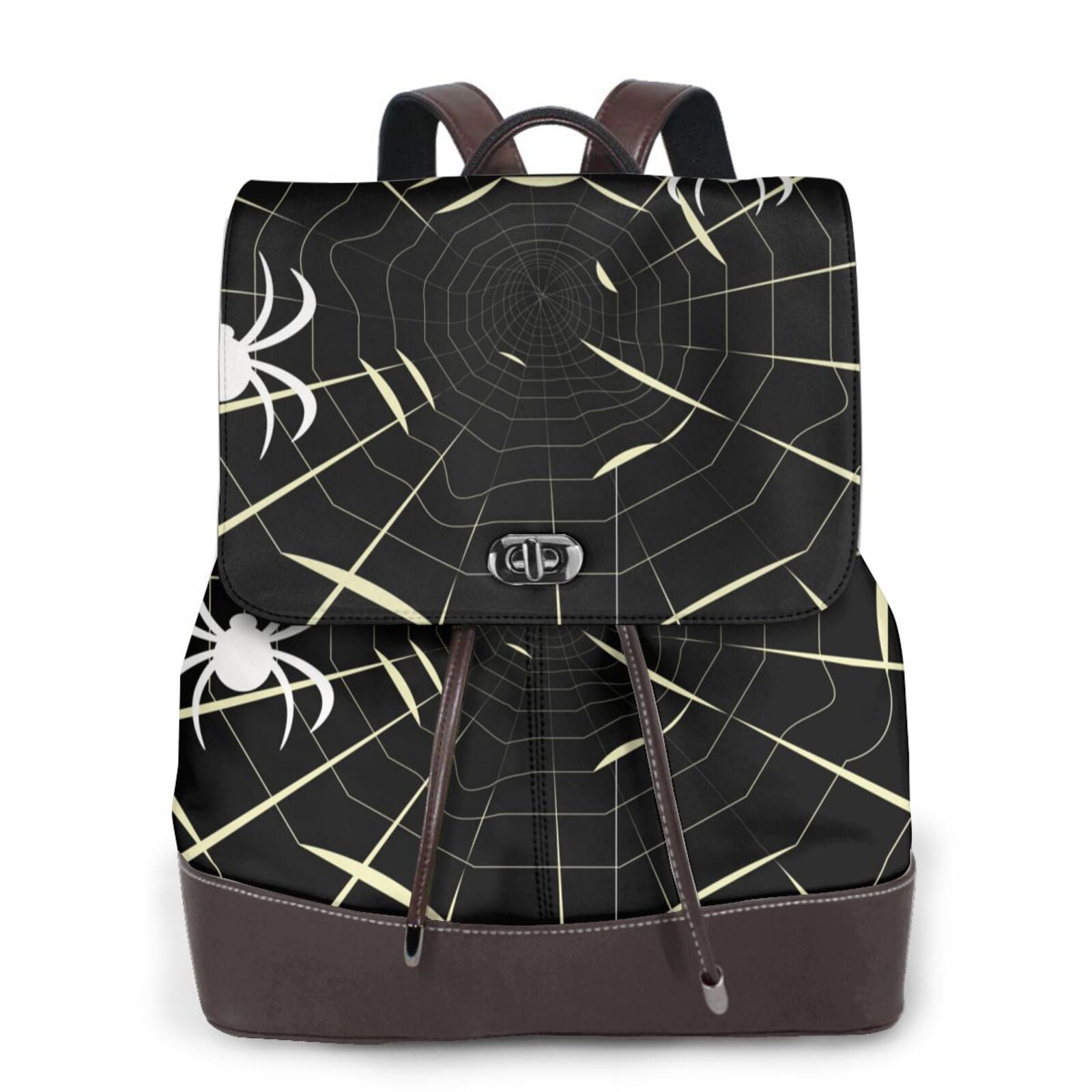 JUNZAN Spiders On The Web for PU Leather Backpack,Laptop Backpack Purse ...