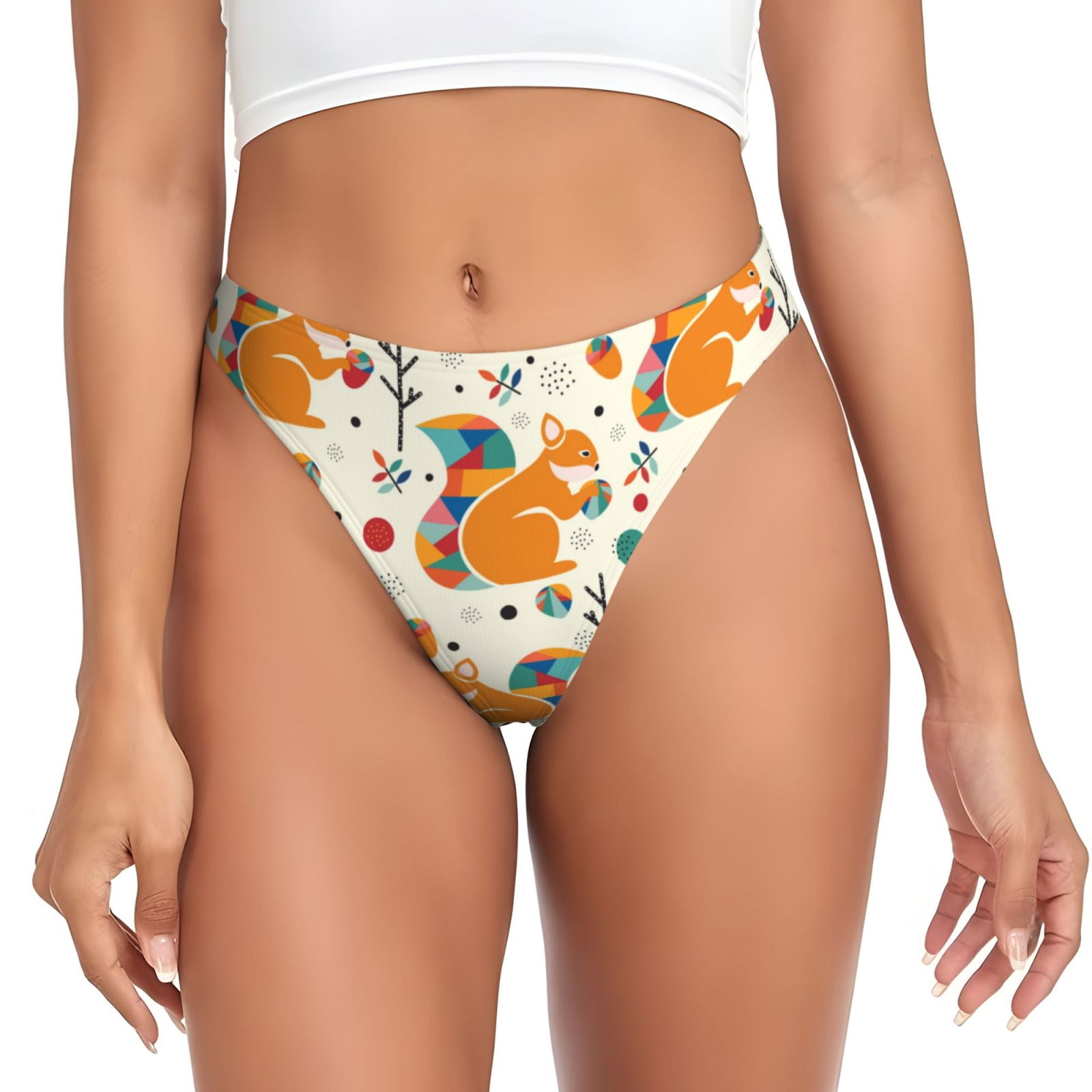 JUNZAN Squirrel With Colorful Tail Print Women's Sexy G-String,Underwear Thongs Seamless Panties ...