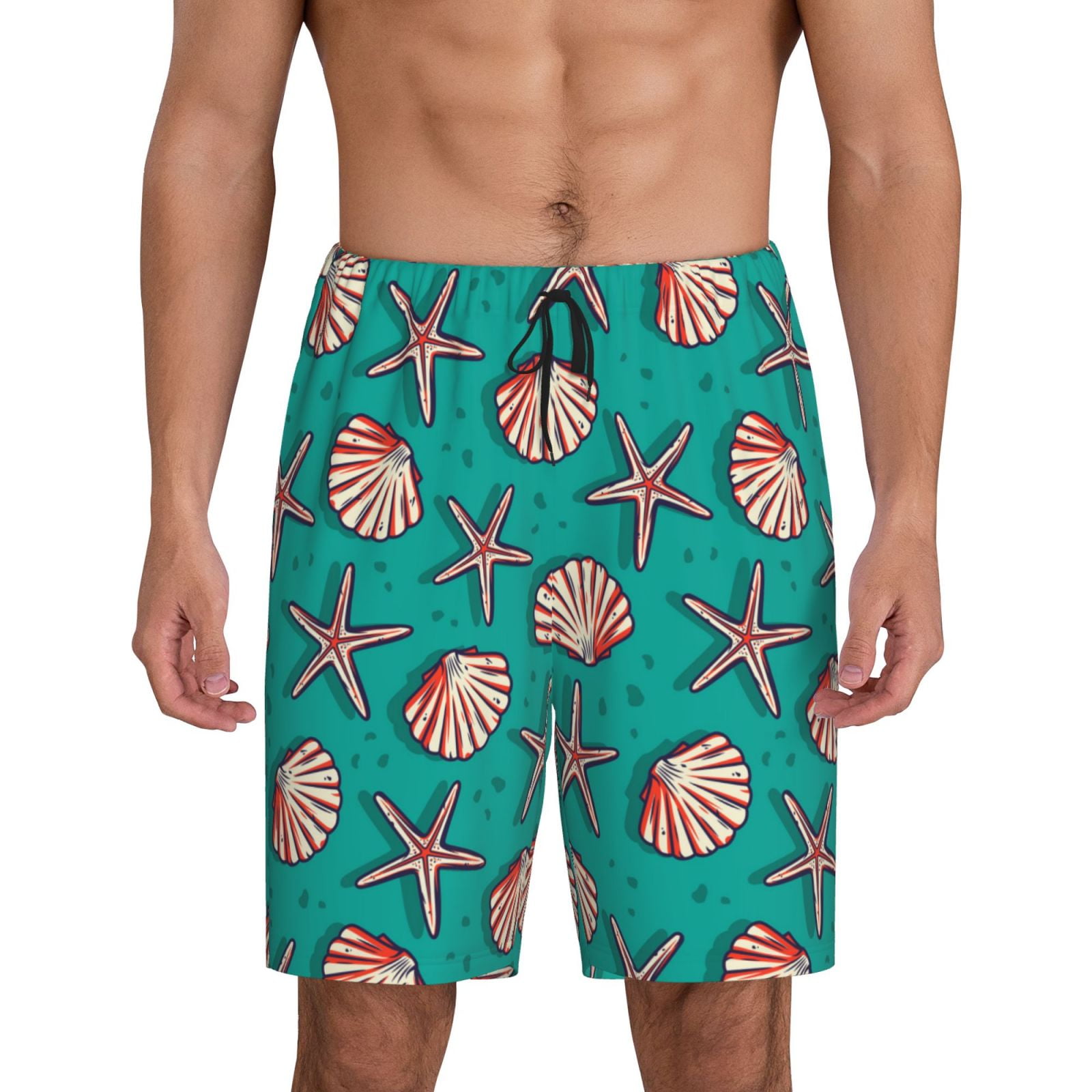 JUNZAN Starfish and Shell Pattern Sleep Pajama Shorts for Men,Men's ...