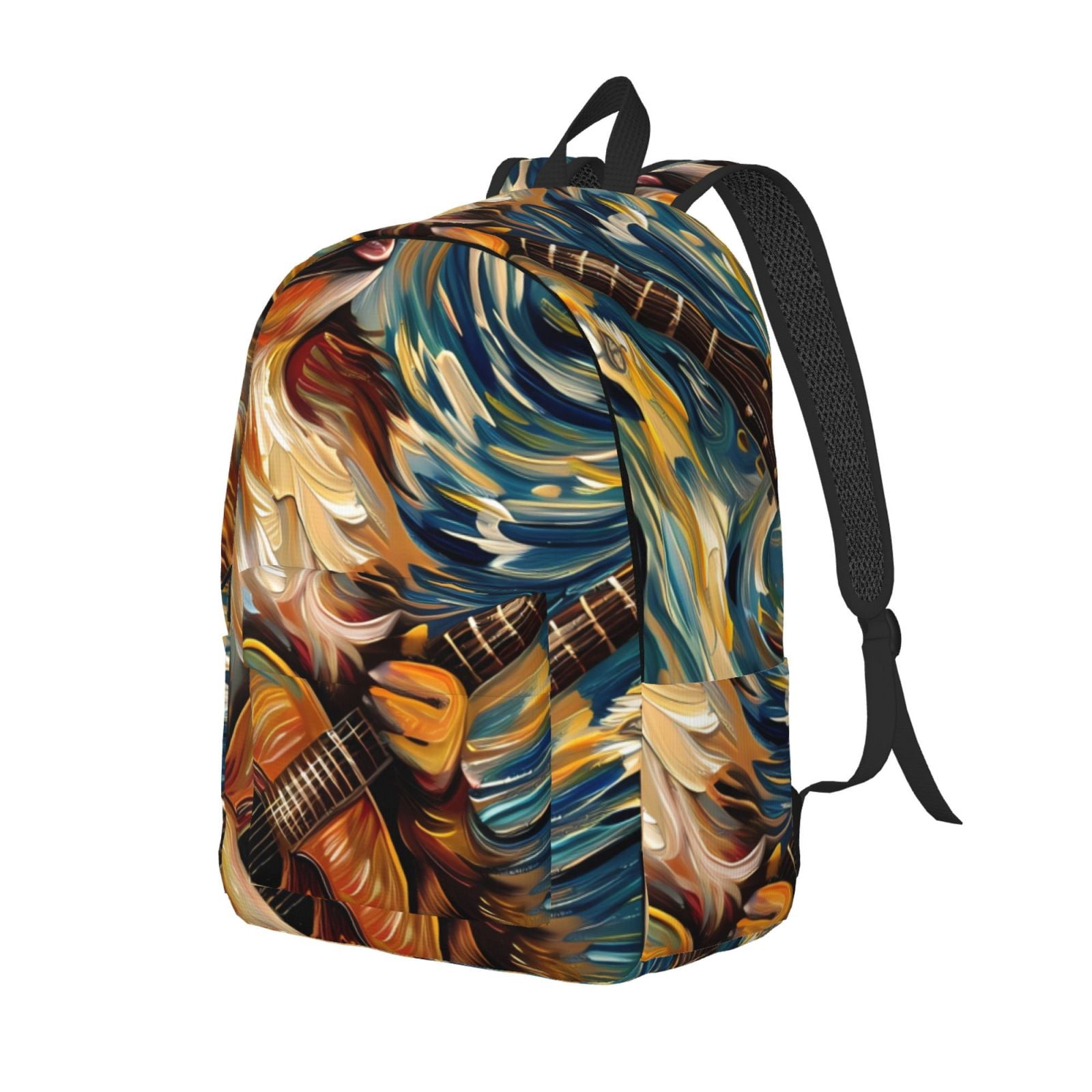 JUNZAN Starry Night Guitar Dog Pattern Travel Laptop Backpack for Men ...