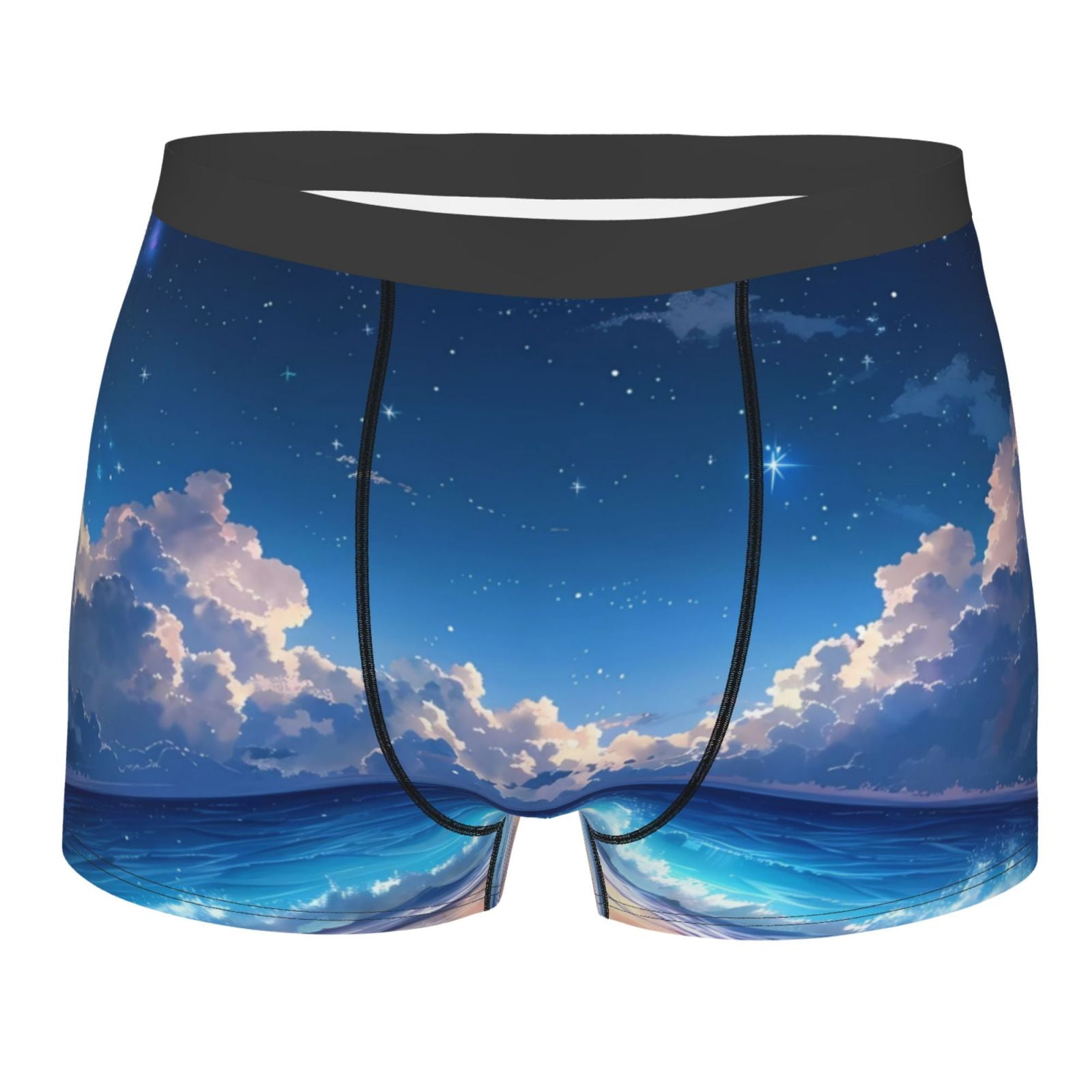 JUNZAN Starry Night Ocean View Mens Underwear Boxer Briefs for Men’s ...