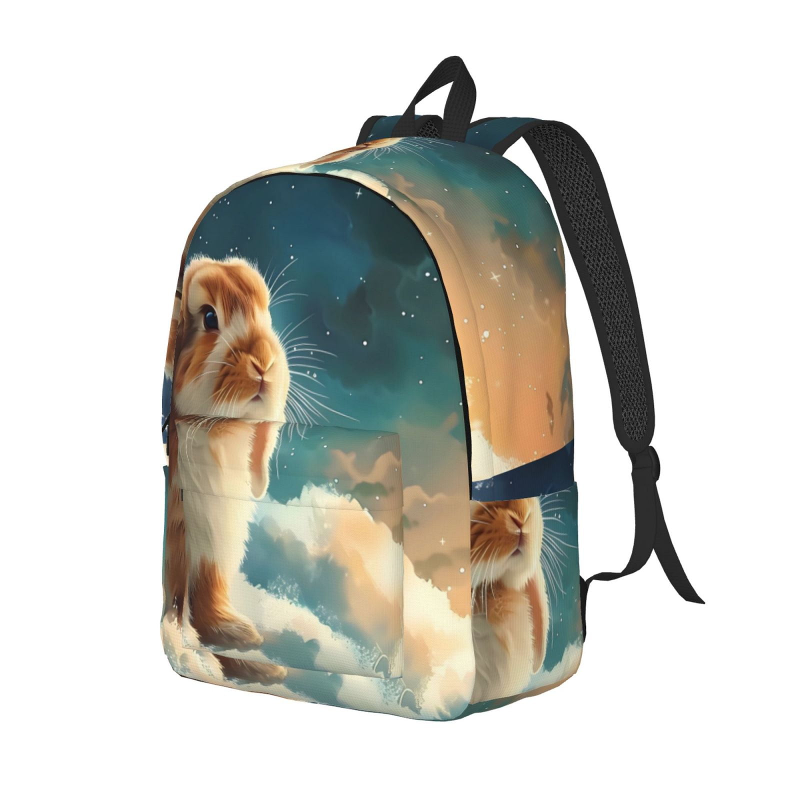 JUNZAN Starry Sky Cloud Cute Rabbit Pattern Travel Laptop Backpack for ...