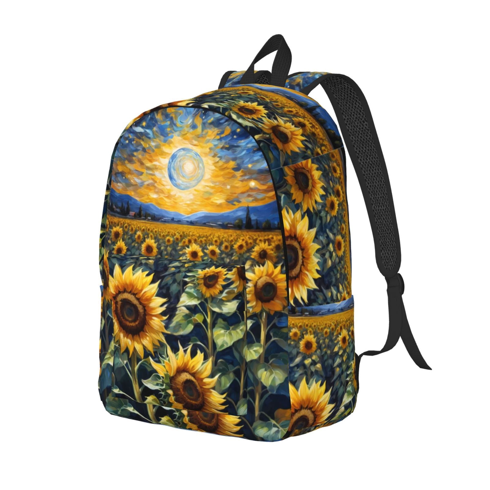 JUNZAN Starry Sky Moon Sunflower Pattern Travel Laptop Backpack for Men ...