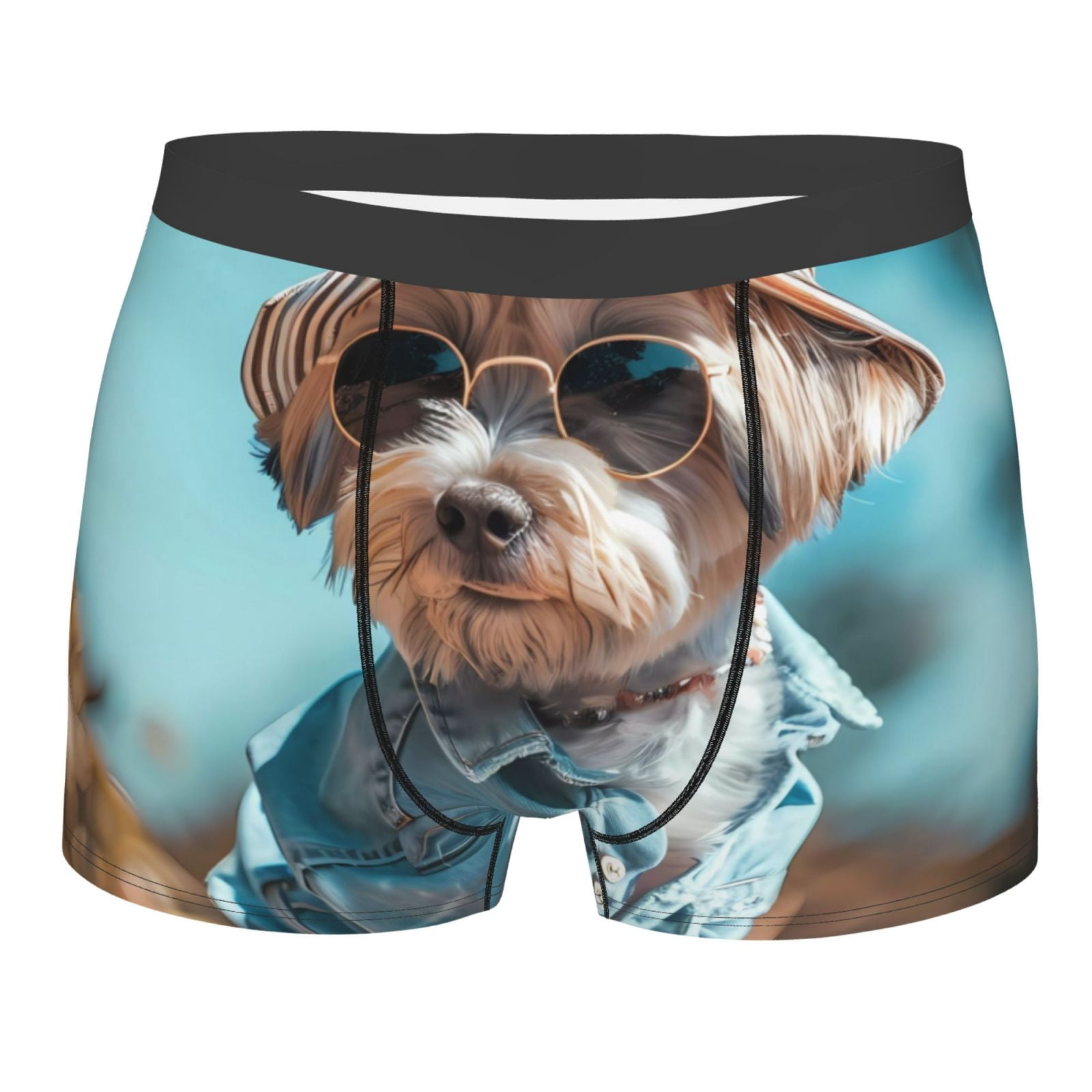 JUNZAN Stylish Dog in Denim Outfit Mens Underwear Boxer Briefs for Men ...
