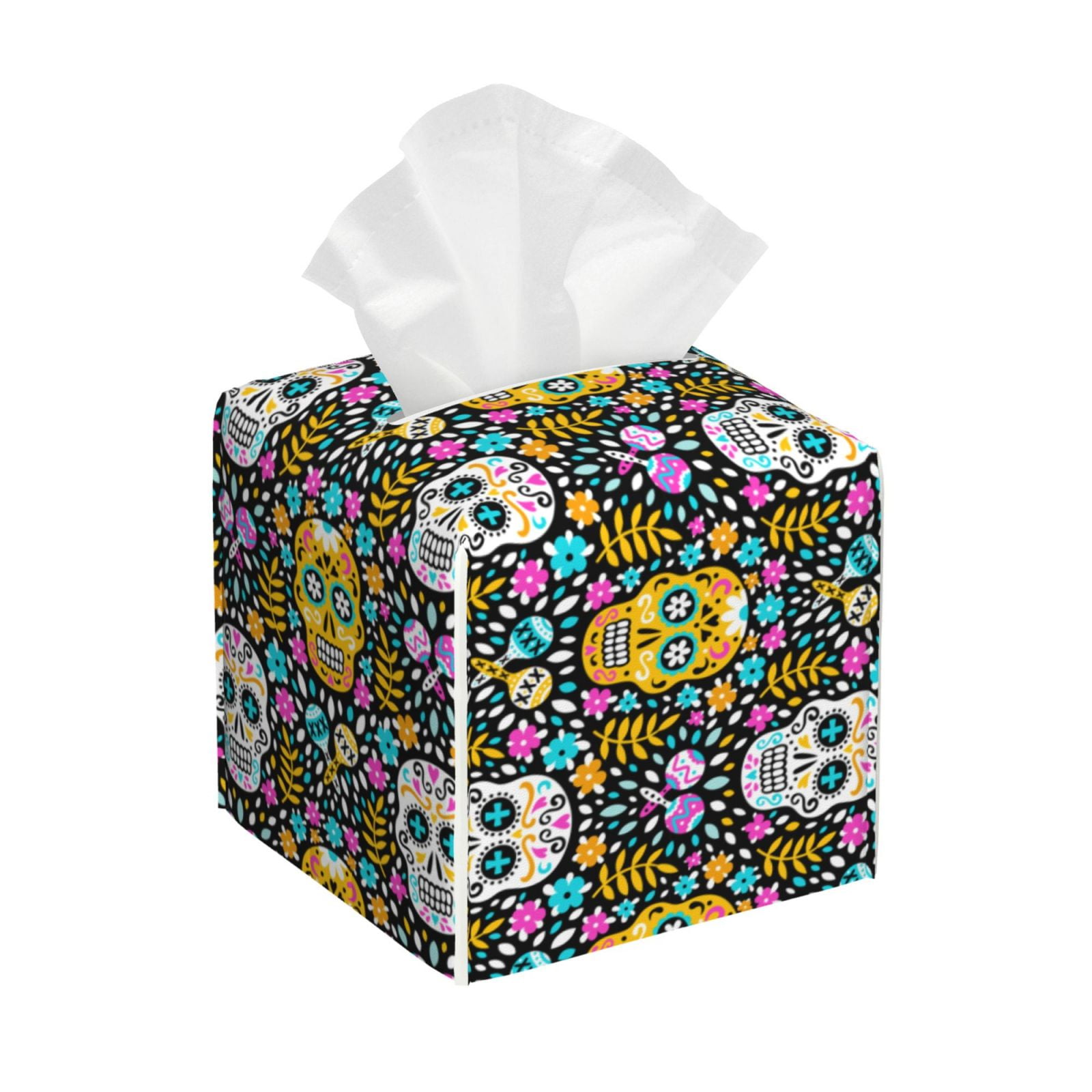 JUNZAN Sugar Skulls for Tissue Box Cover Holder, Square Facial Tissue ...