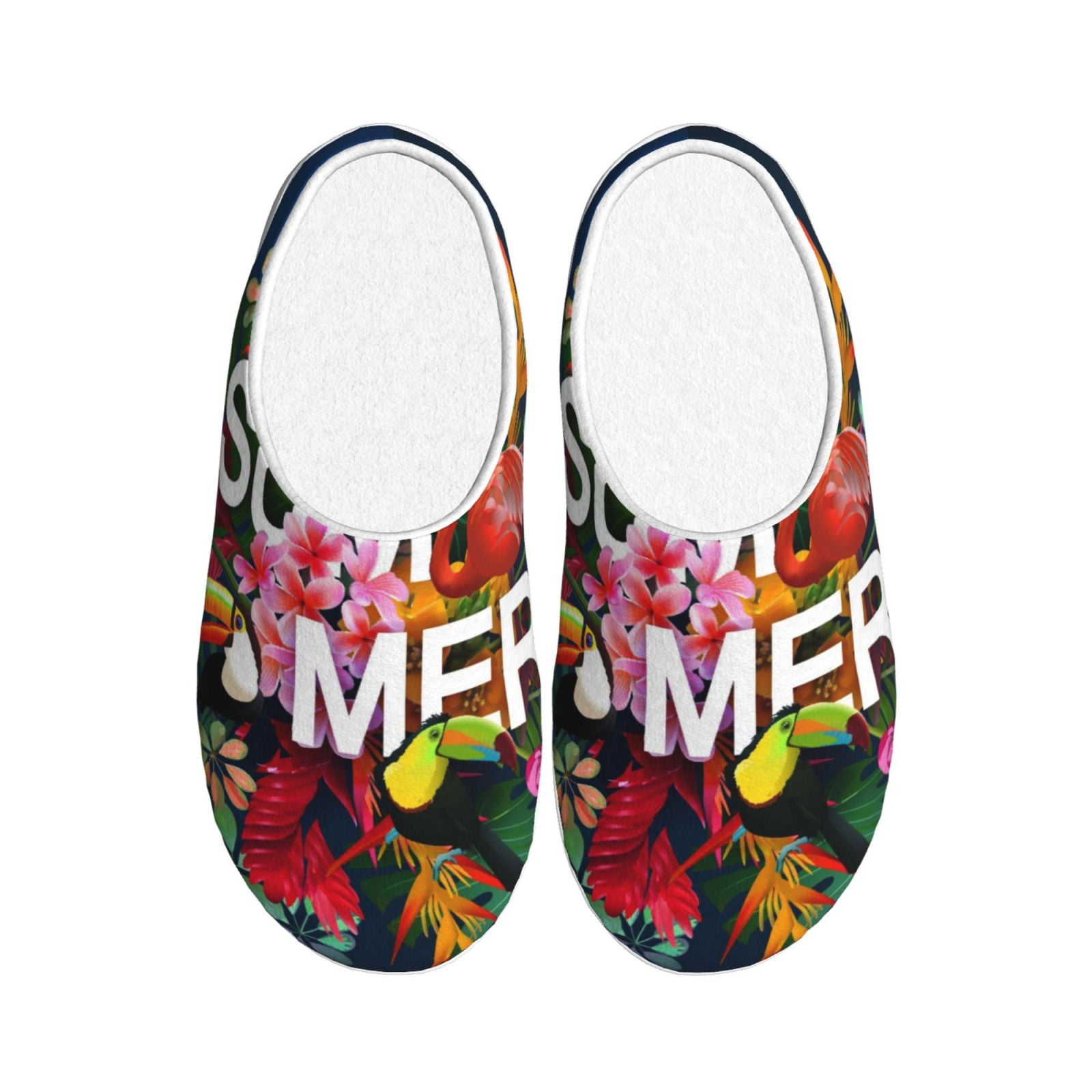 JUNZAN Summer Birds and Flowers Print Cozy Slippers for Men& Women ...