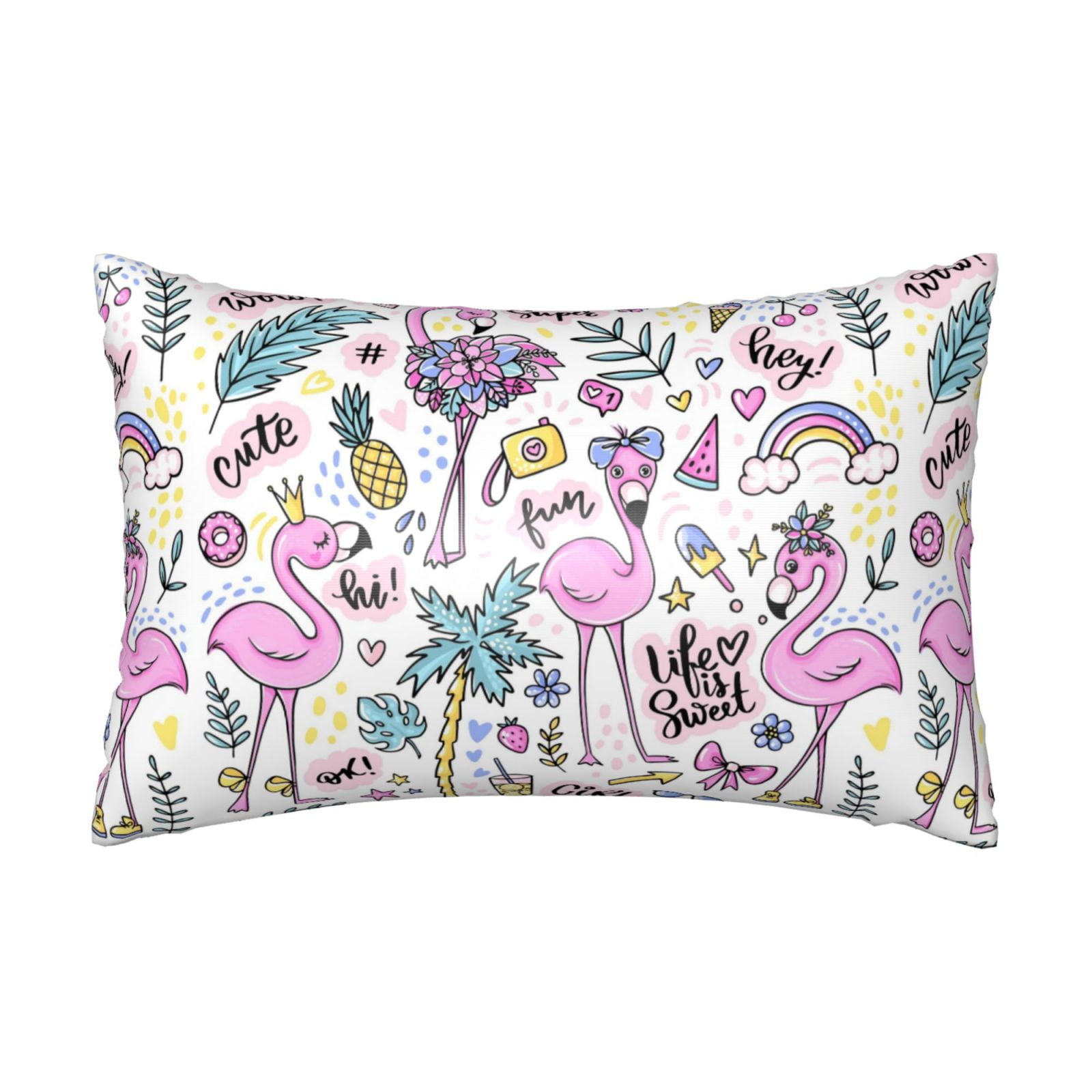 JUNZAN Summer with Flamingo Silk Pillowcase for Hair and Skin,Cooling ...