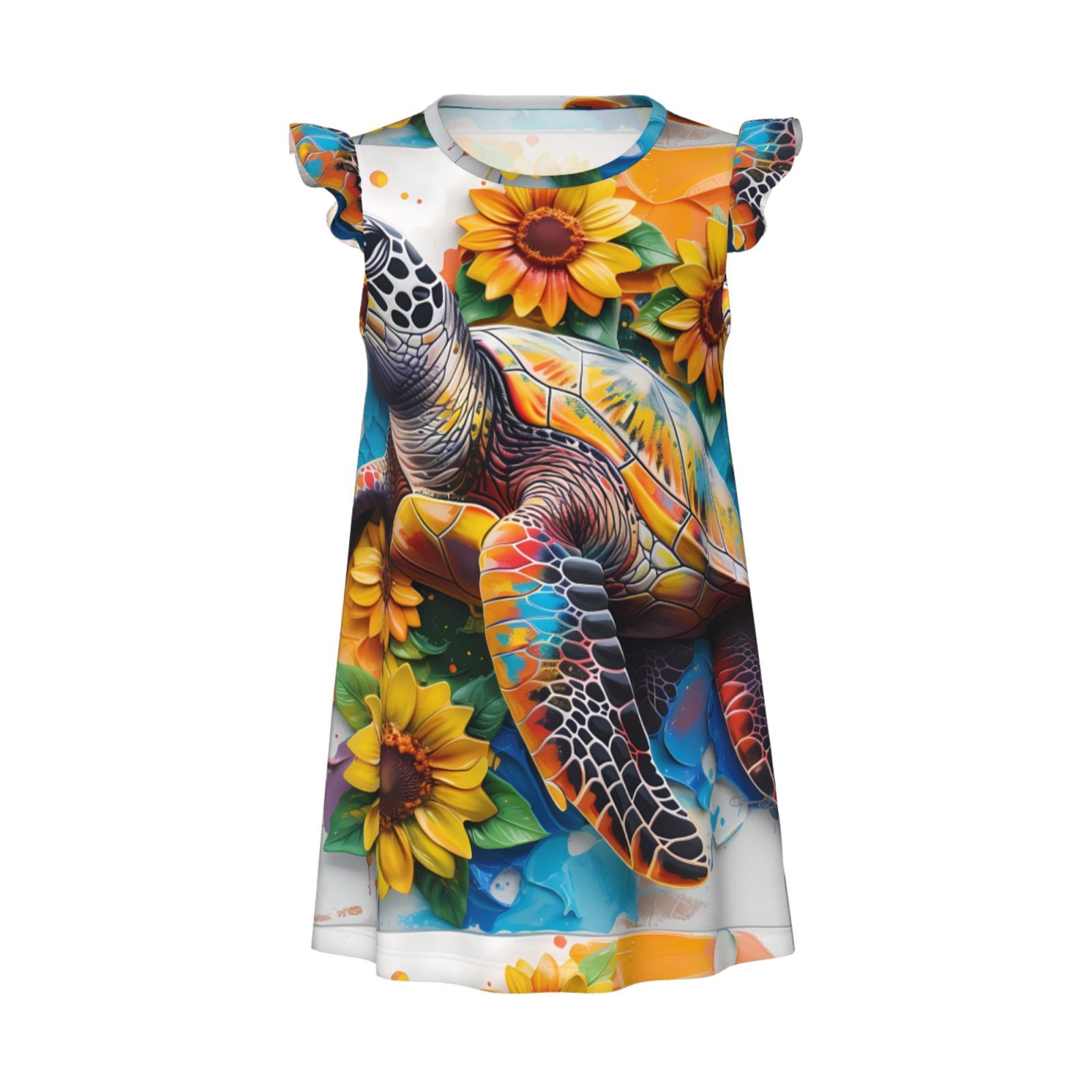 JUNZAN Sunflower Turtle Print Girls Nightgown Pajamas - Soft Toddler ...