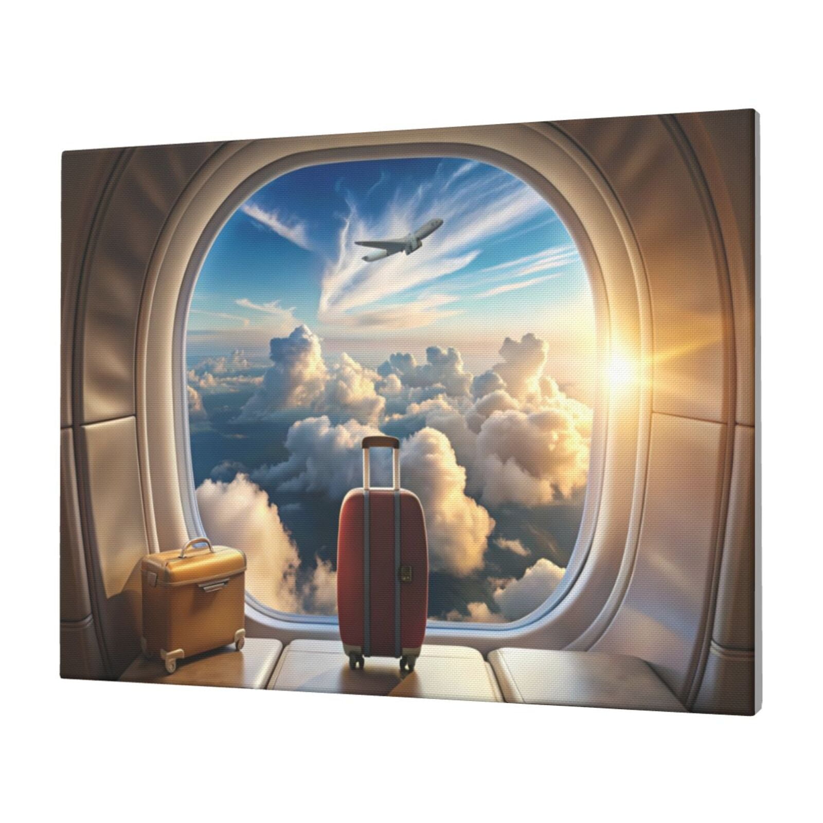 JUNZAN Sunset Airplane Travel View Pattern Canvas Wall Art Prints,Wall ...