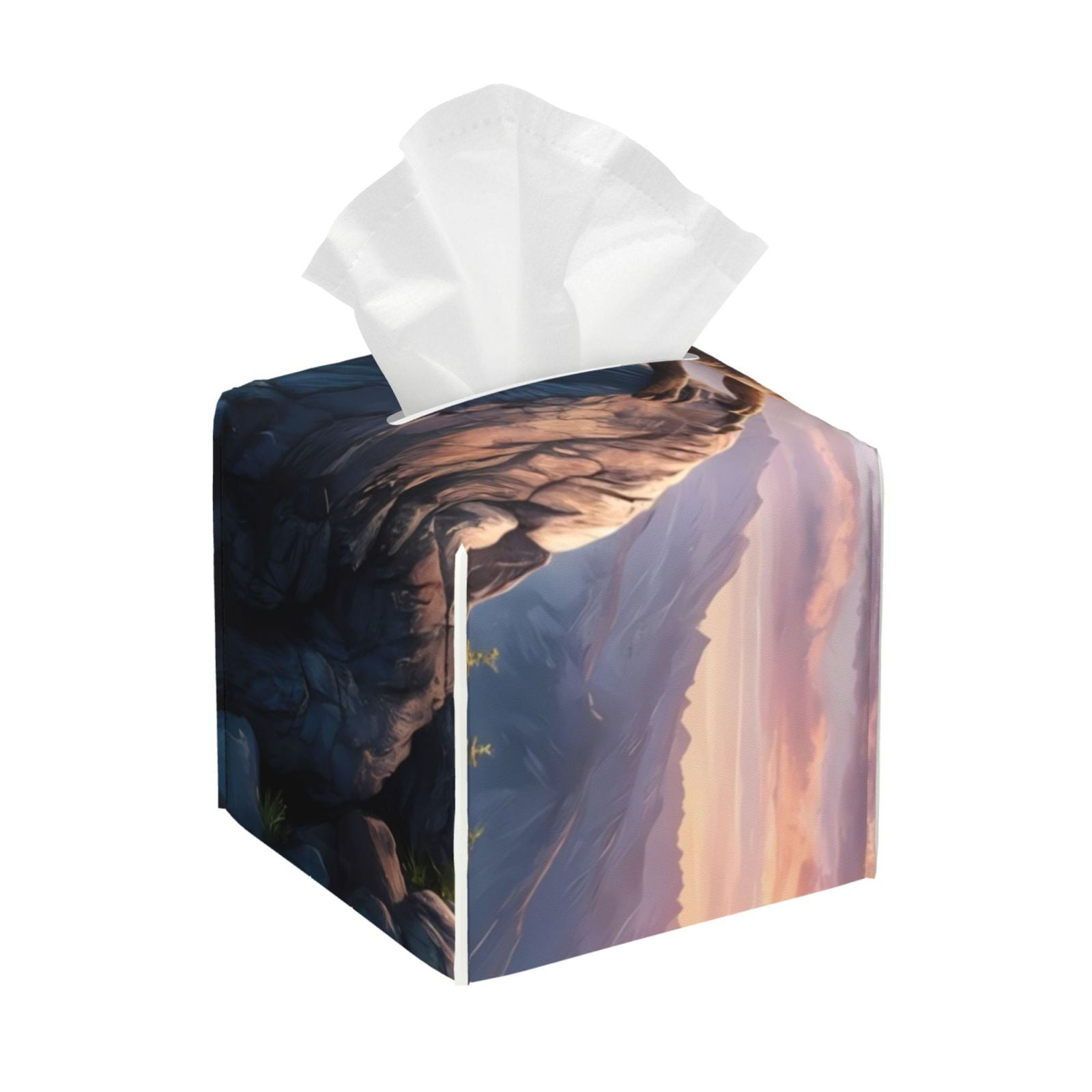 JUNZAN Sunset Cliff Dinosaur for Tissue Box Cover Holder, Square Facial ...