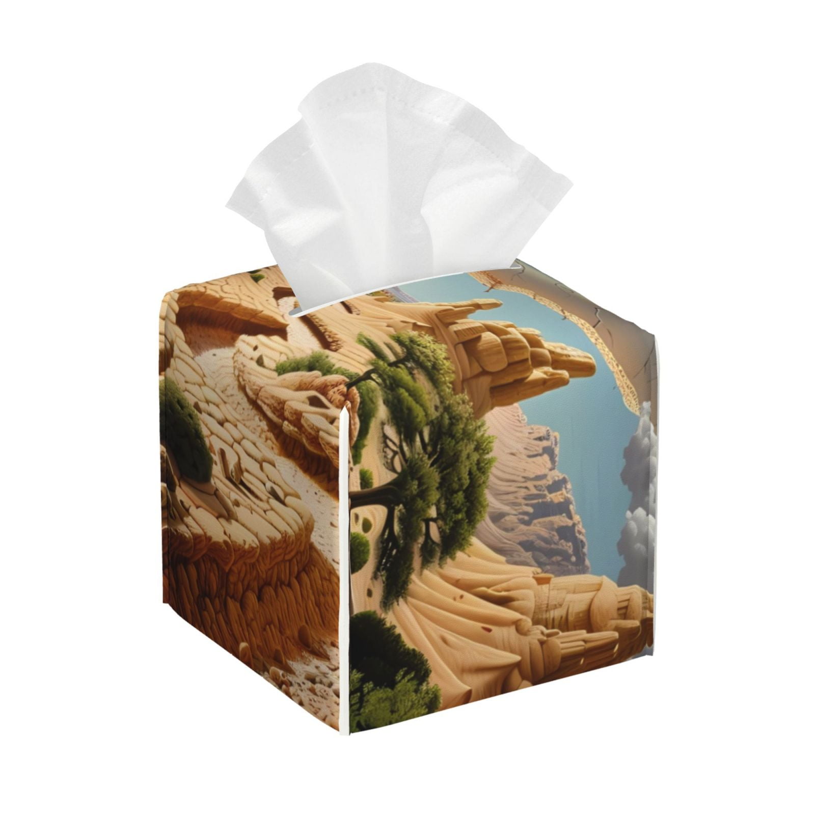 JUNZAN Surreal Desert Eye Landscape for Tissue Box Cover Holder, Square ...