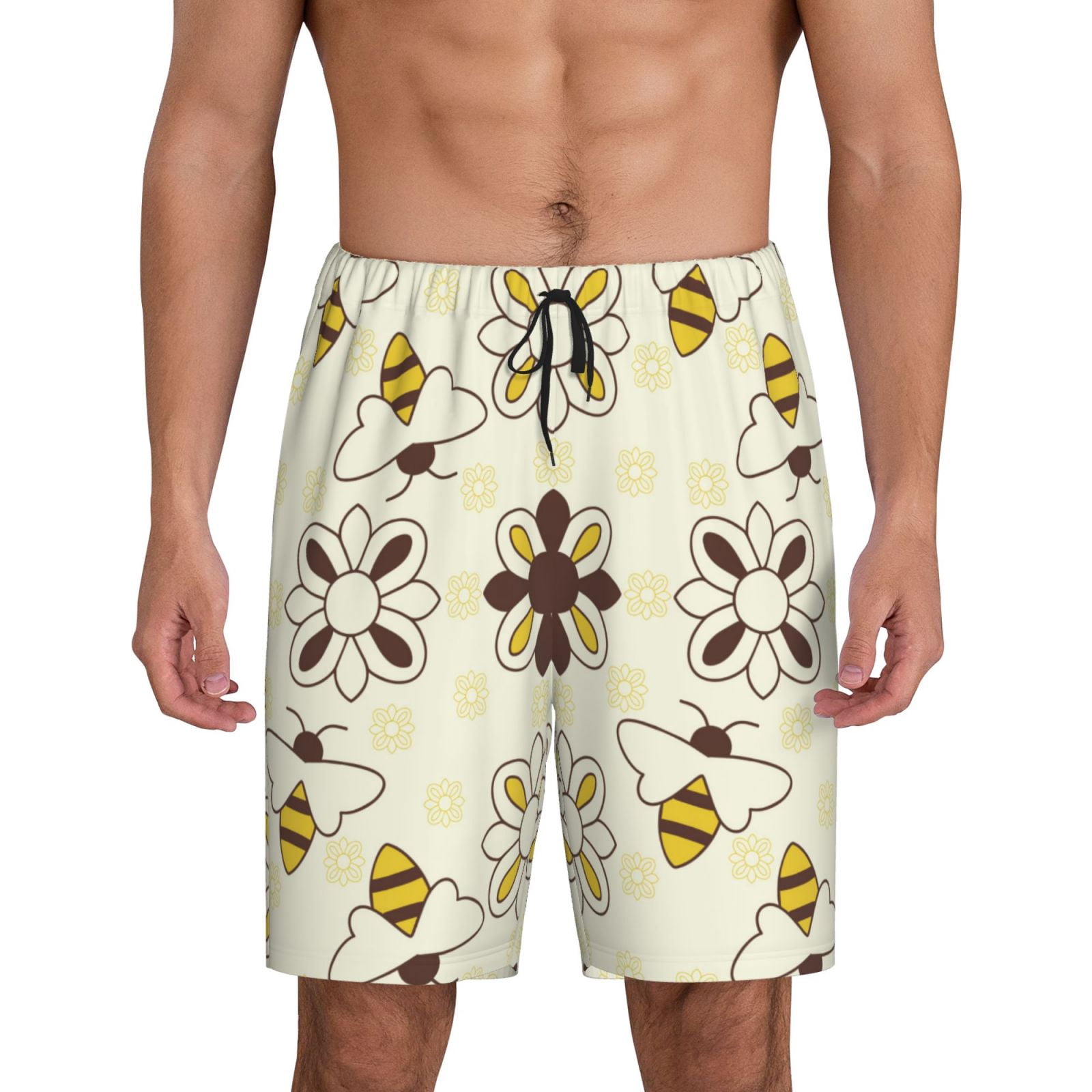 JUNZAN Sweet Bee Pattern Sleep Pajama Shorts for Men,Men's Pajama ...