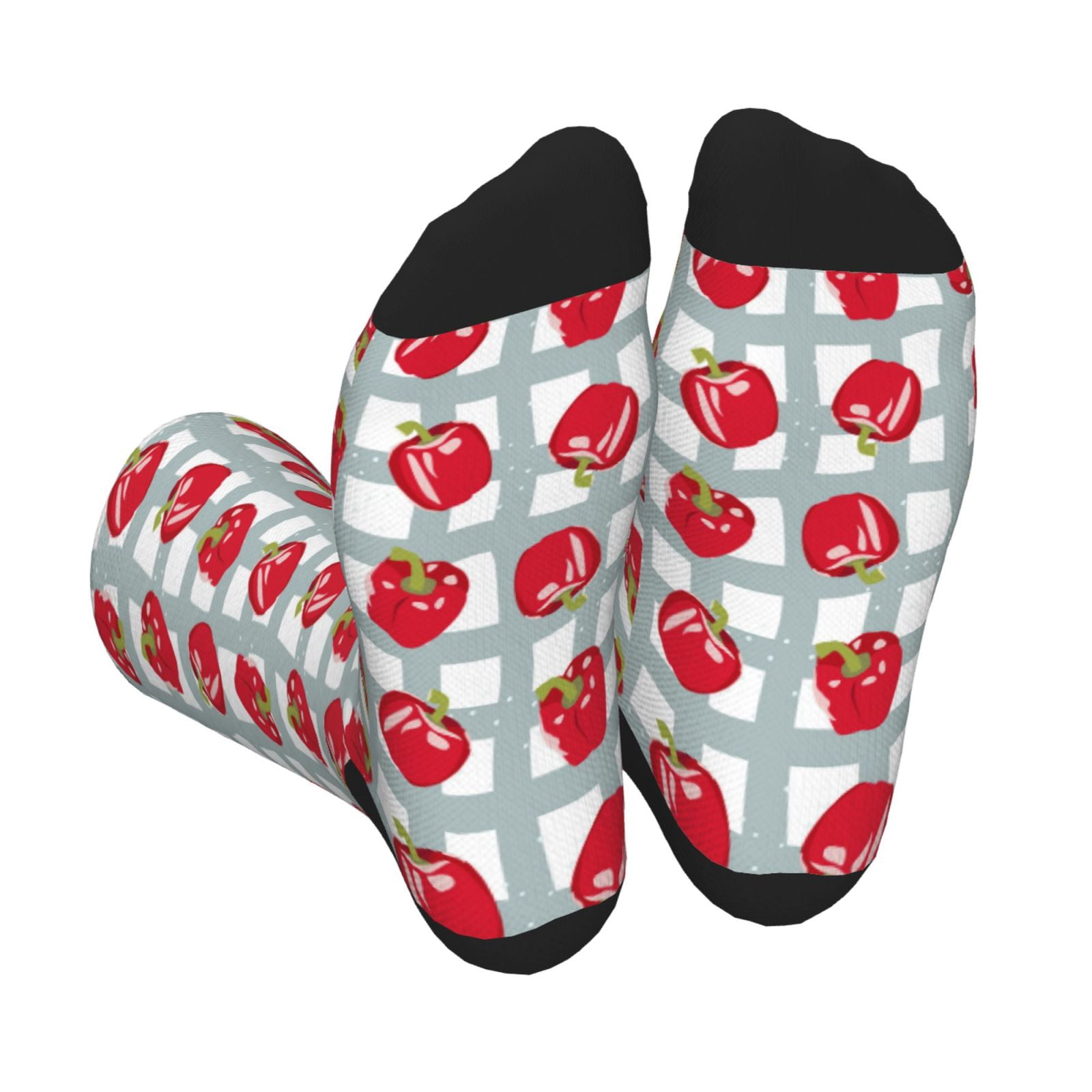 JUNZAN Sweet Red Fruit Design Fun Novelty Knee Warmer High Socks ...