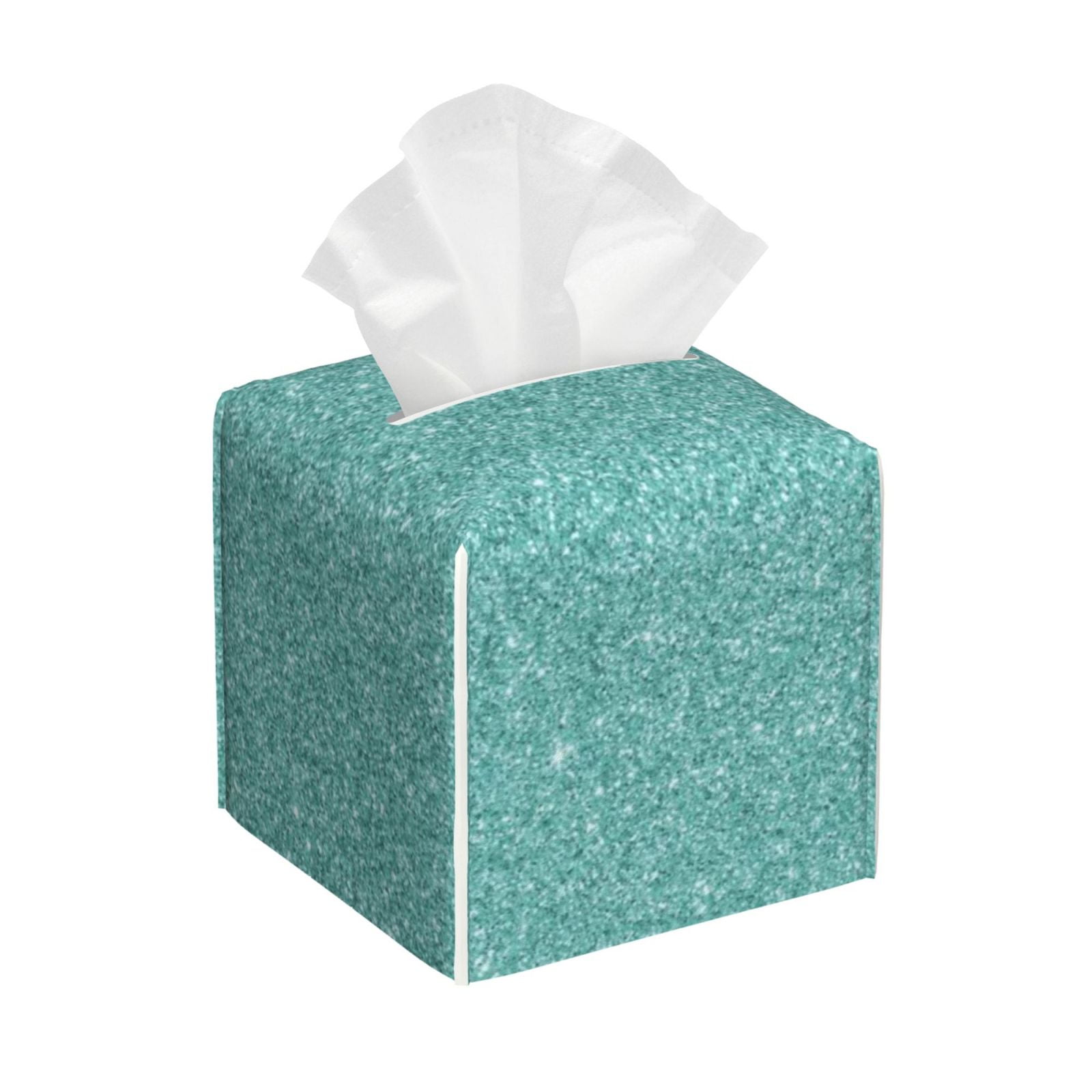 JUNZAN Teal Green Glitter for Tissue Box Cover Holder, Square Facial ...