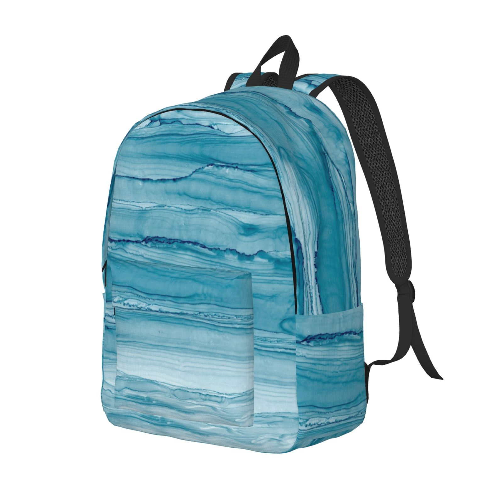 JUNZAN Teal Turquoise Fluid Stripes Pattern Travel Laptop Backpack for ...