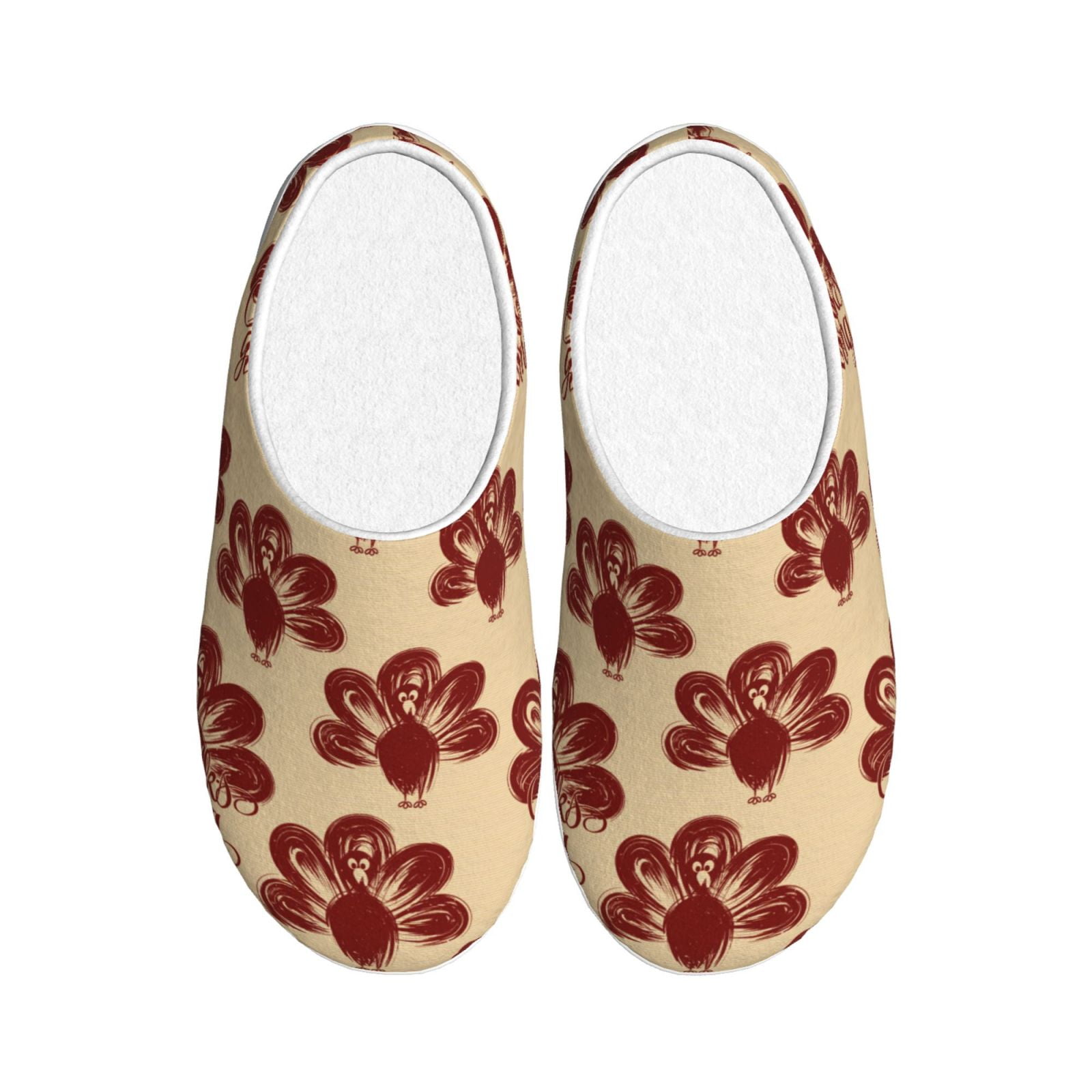 JUNZAN Thanksgiving Sketch Turkey Print Cozy Slippers for Men& Women ...