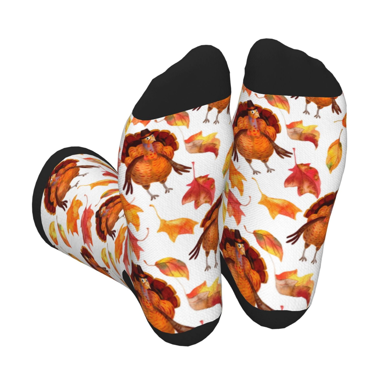 JUNZAN Thanksgiving Turkey Leaves Design Fun Novelty Knee Warmer High ...