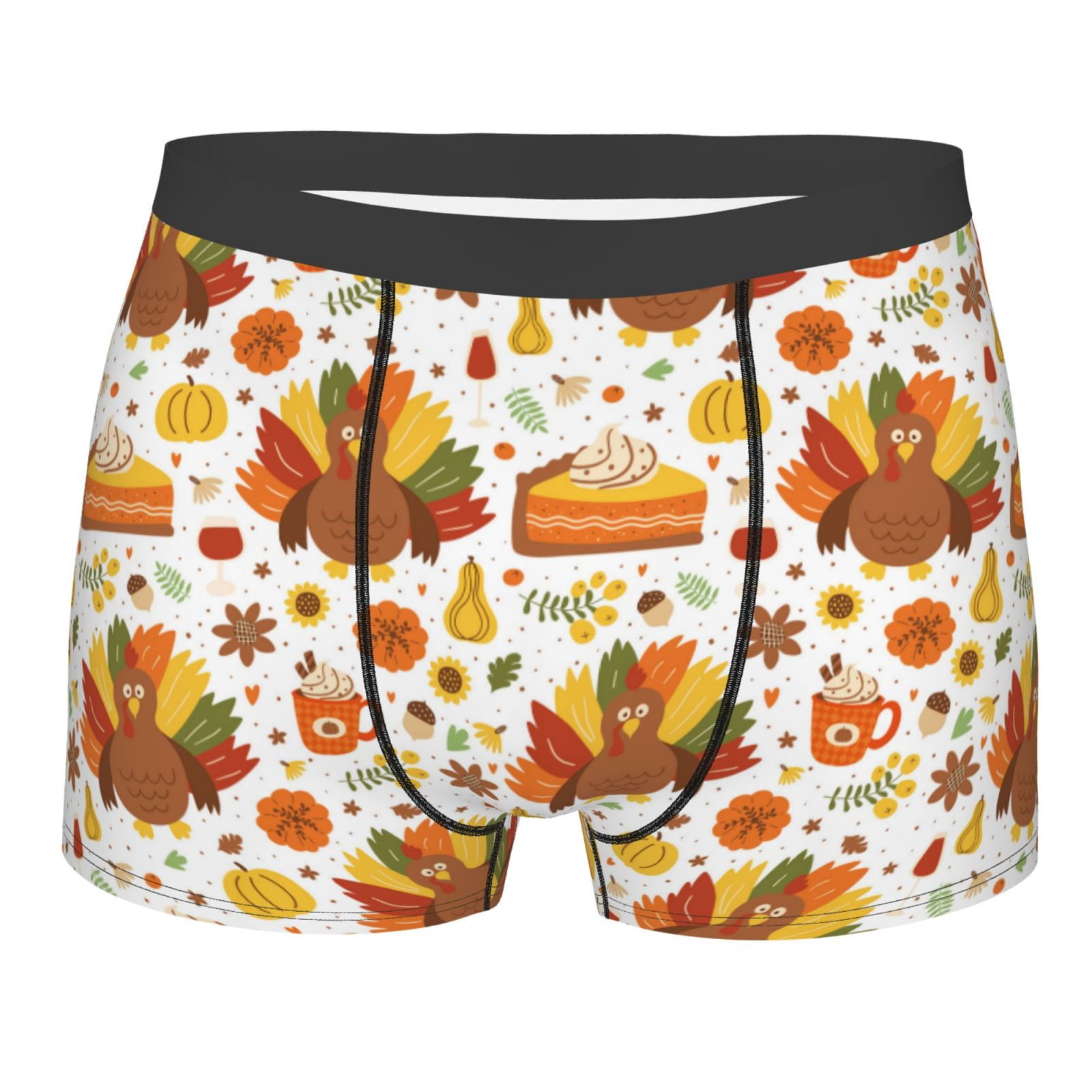 JUNZAN Thanksgiving With Turkey Mens Underwear Boxer Briefs for Men’s-X ...