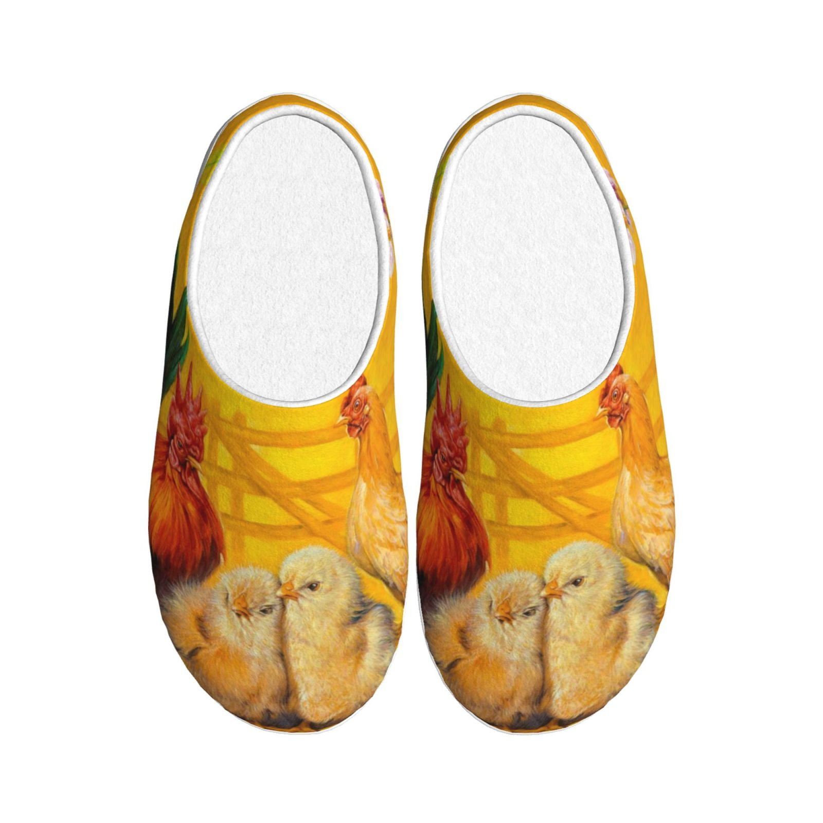 JUNZAN The Chicken Family Print Cozy Slippers for Men& Women,Fuzzy Slip ...