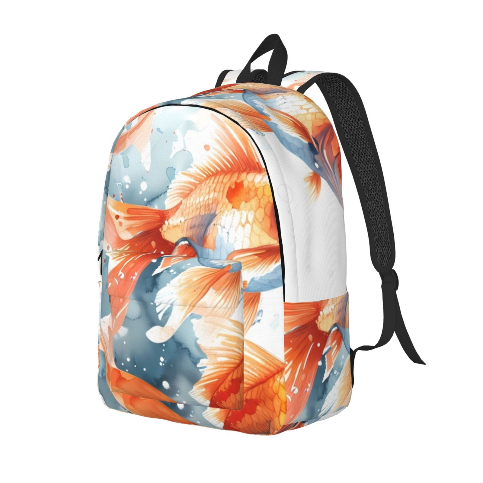 JUNZAN Three Goldfish Watercolor Splash Pattern Travel Laptop Backpack ...